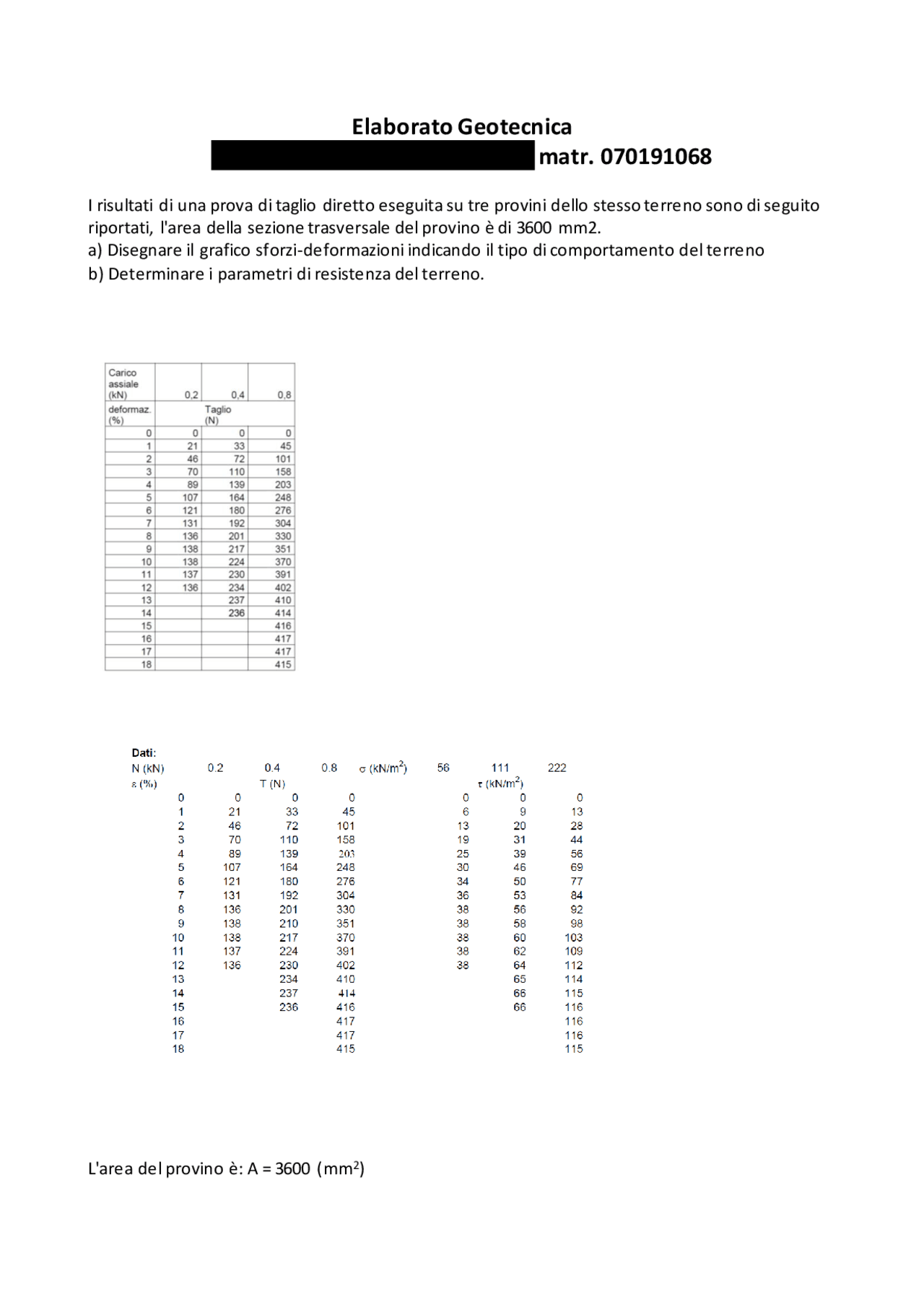 Elaborato 3 Geotecnica Docsity