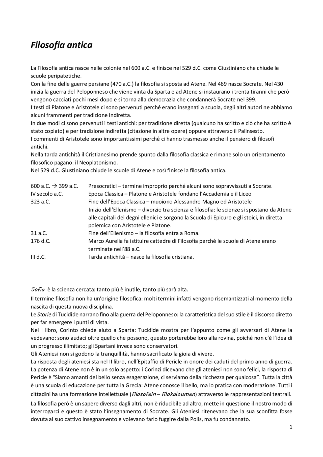 Filosofia Antica E Metafisica Aristotele Docsity