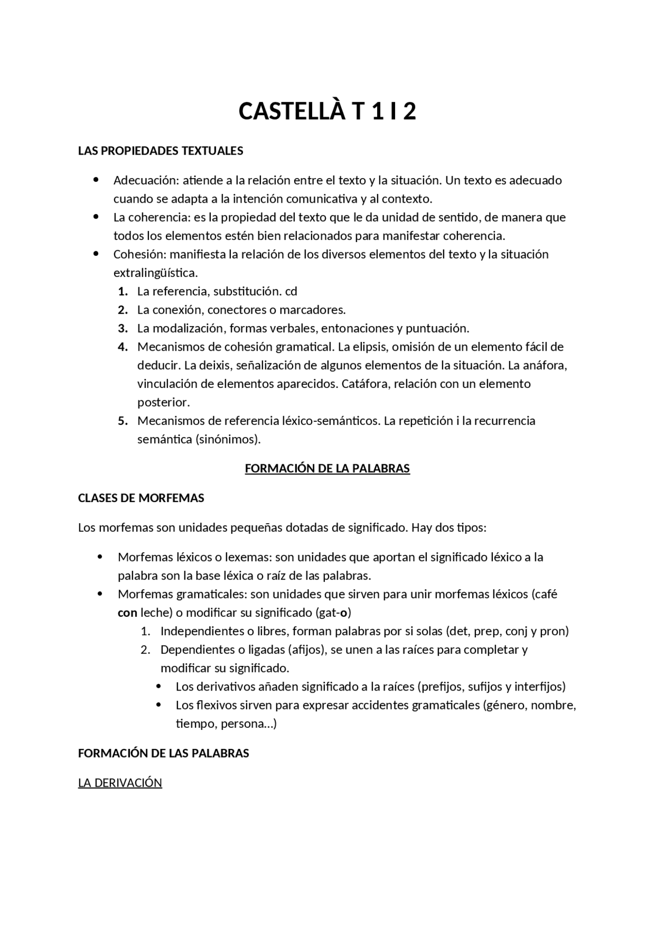 Resumen Castellano Batxillerato 2 Docsity