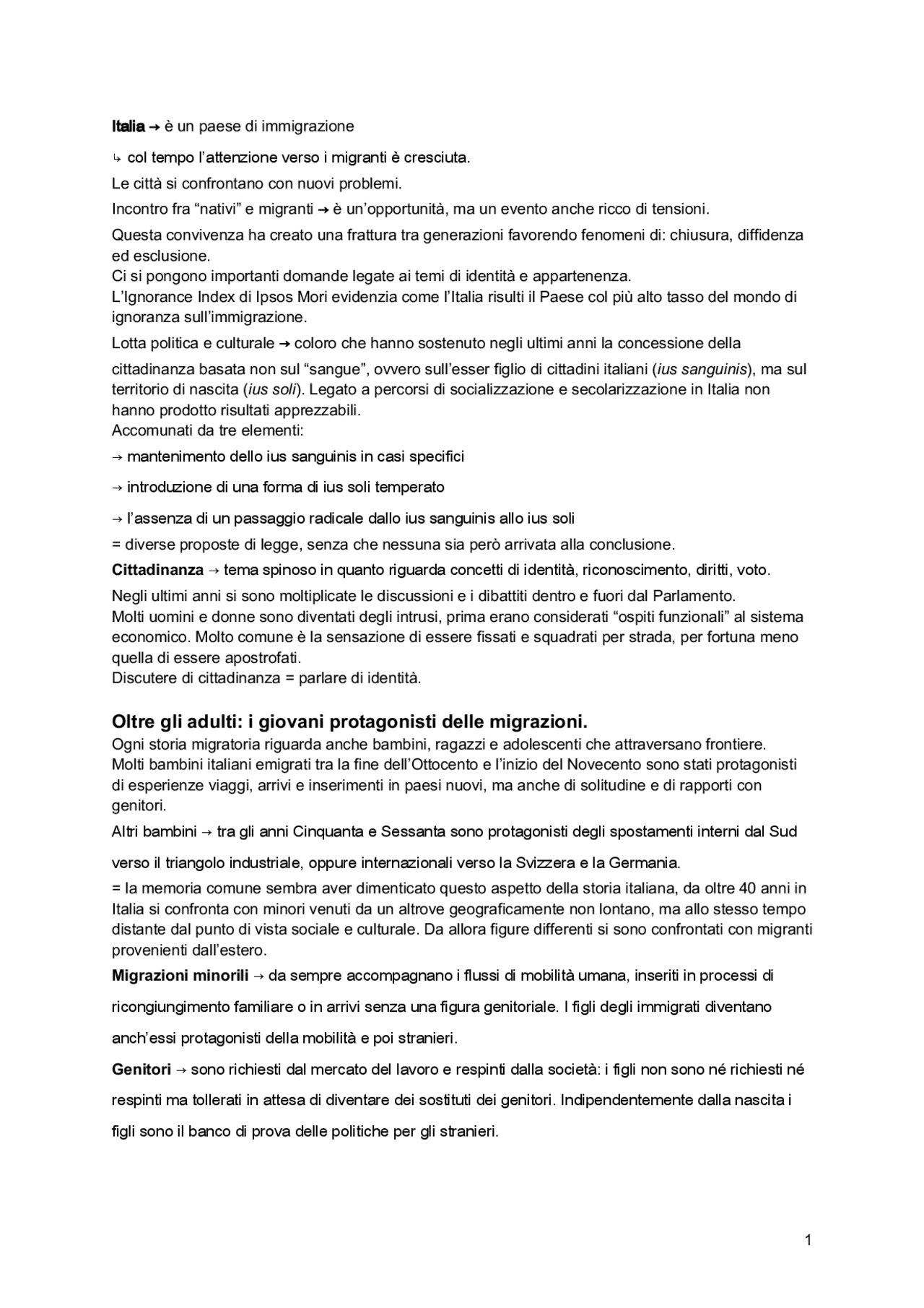 Riassunto "Cittadini senza cittadinanza" di Roberta Ricucci - Docsity