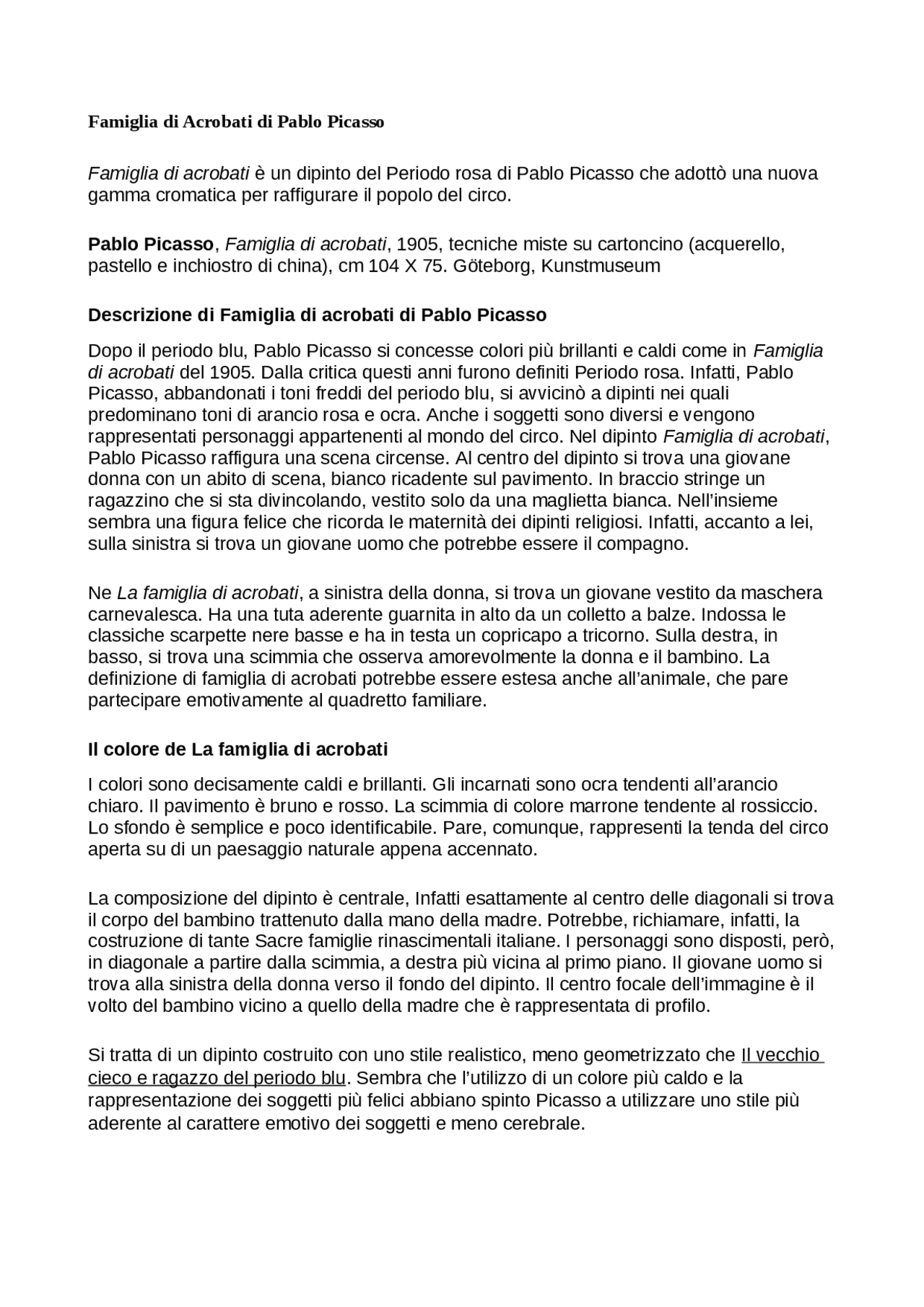 Opere Picasso Storia Dellarte Parte 2 Docsity