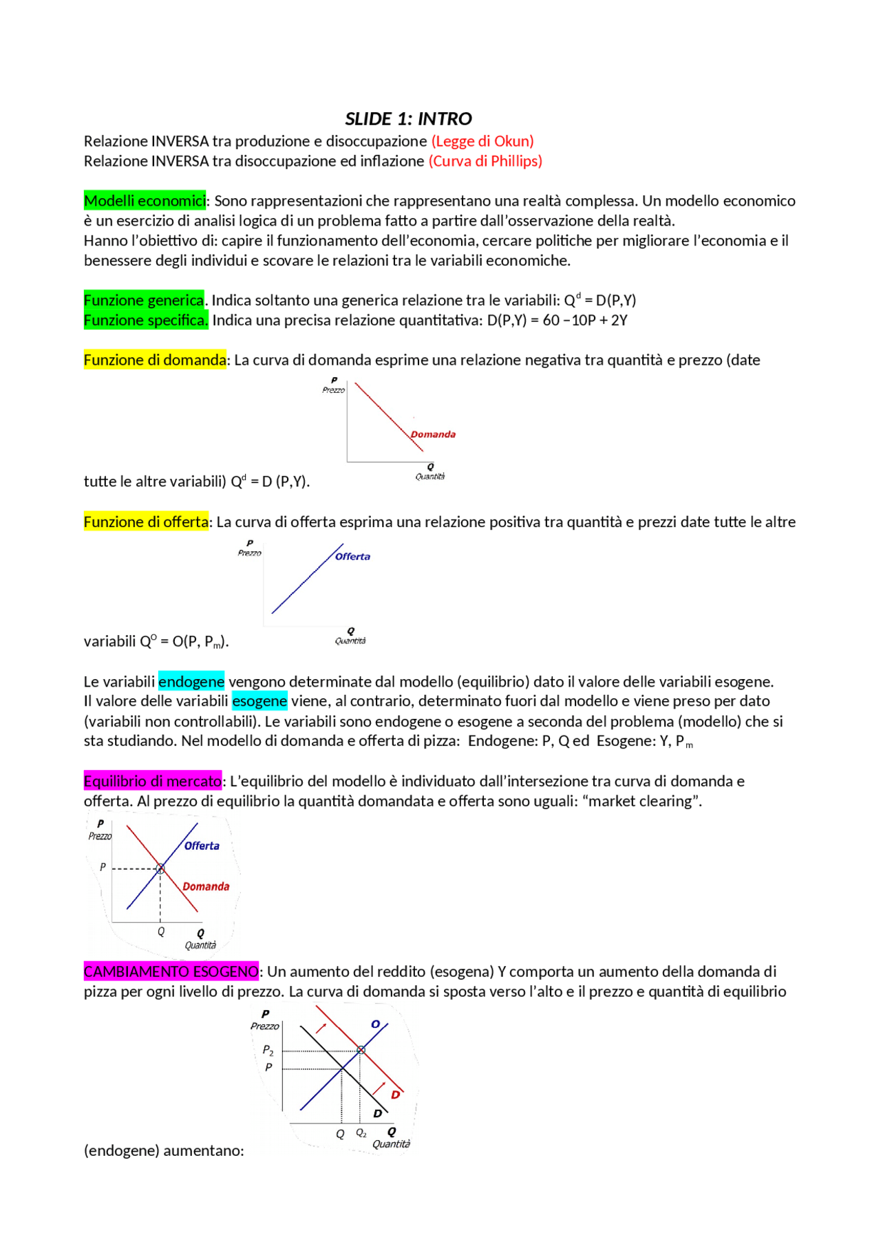 Macroeconomia Riassunto Slide Prof Cervellati Prima Parte Docsity