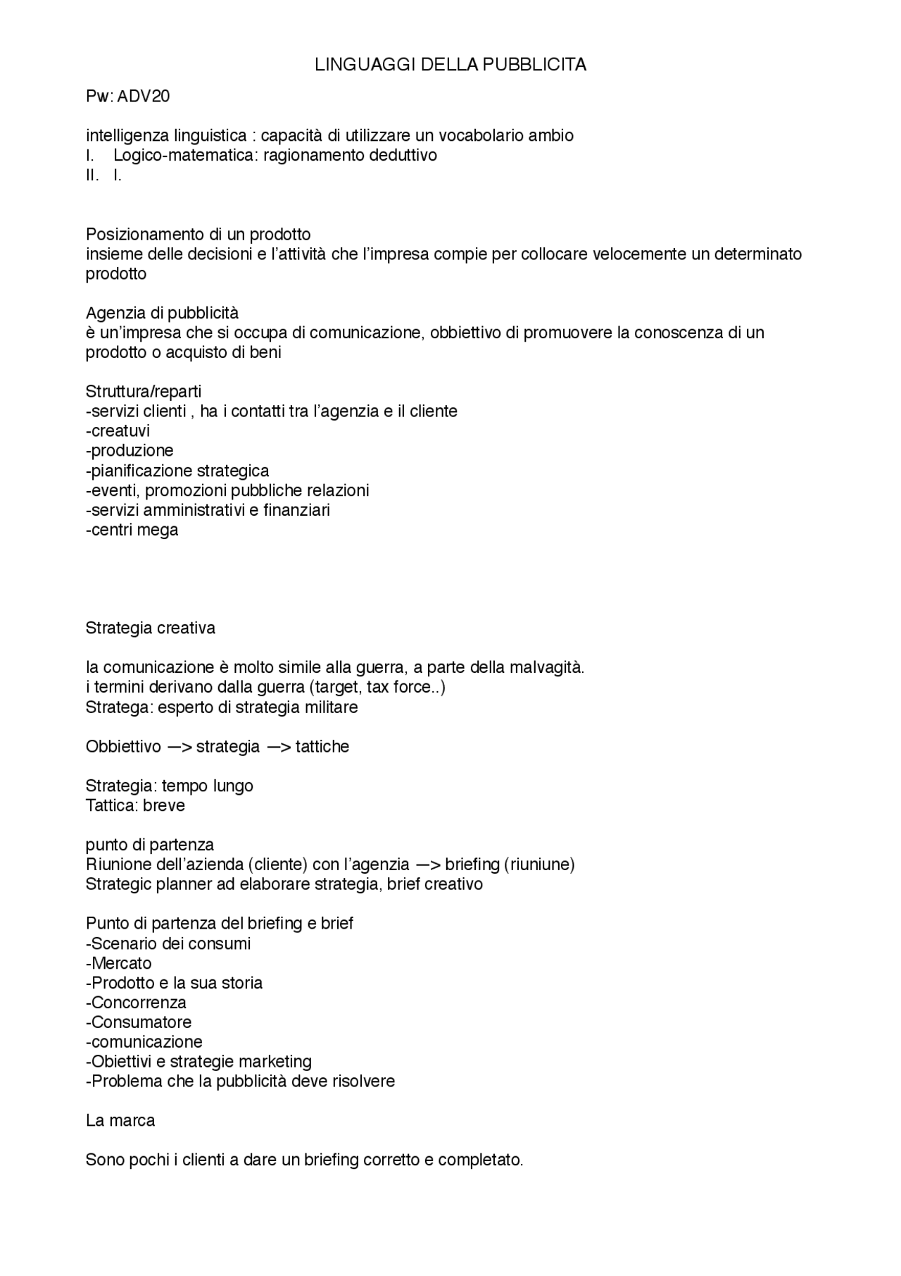 Linguaggi Della Pubblicità Docsity