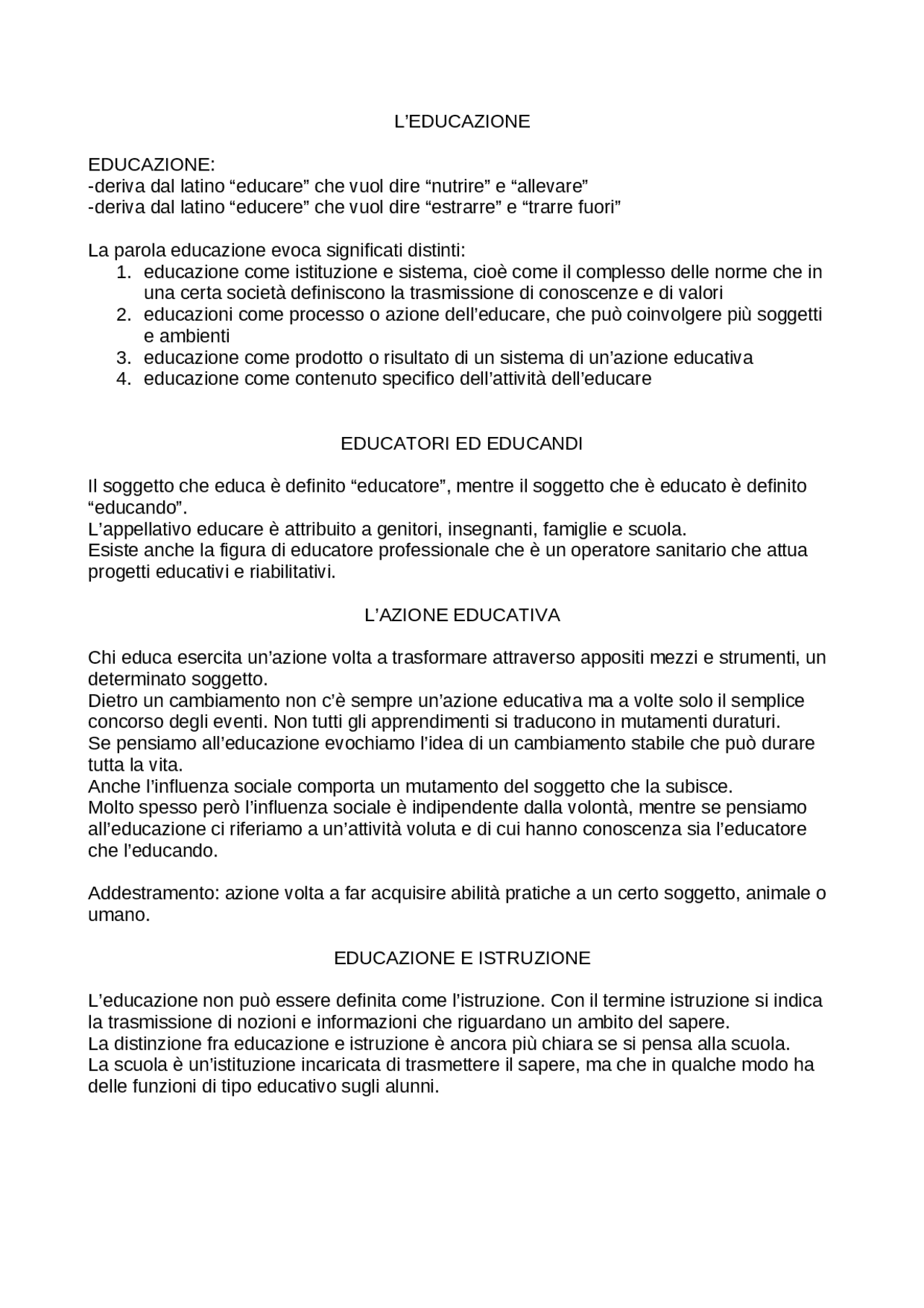 Leducazione In Pedapsico Docsity