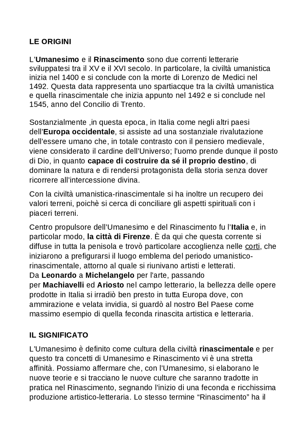 Umanesimo E Rinascimento Docsity