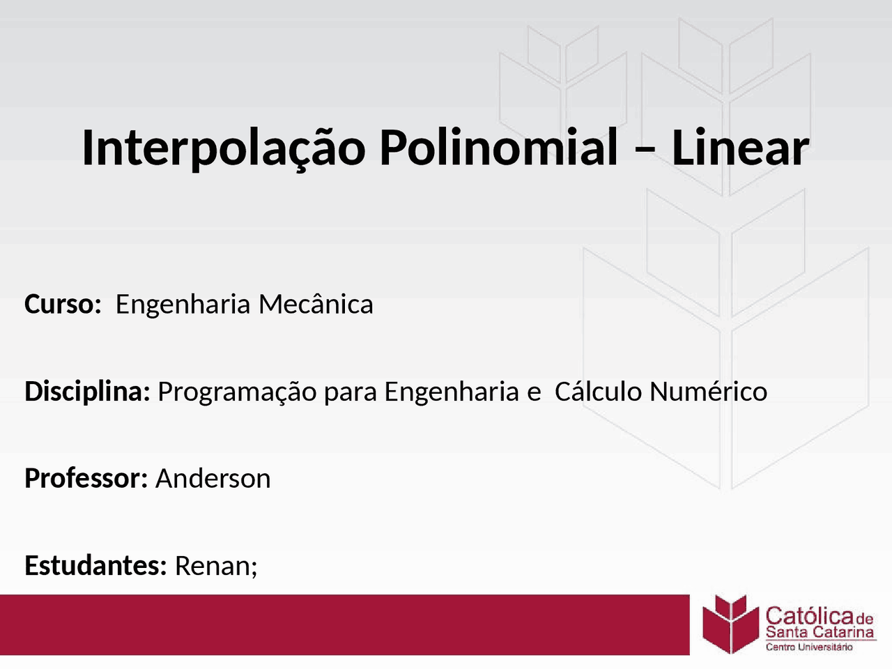 Interpolação Polinomial Aplicada Em Cálculo Docsity
