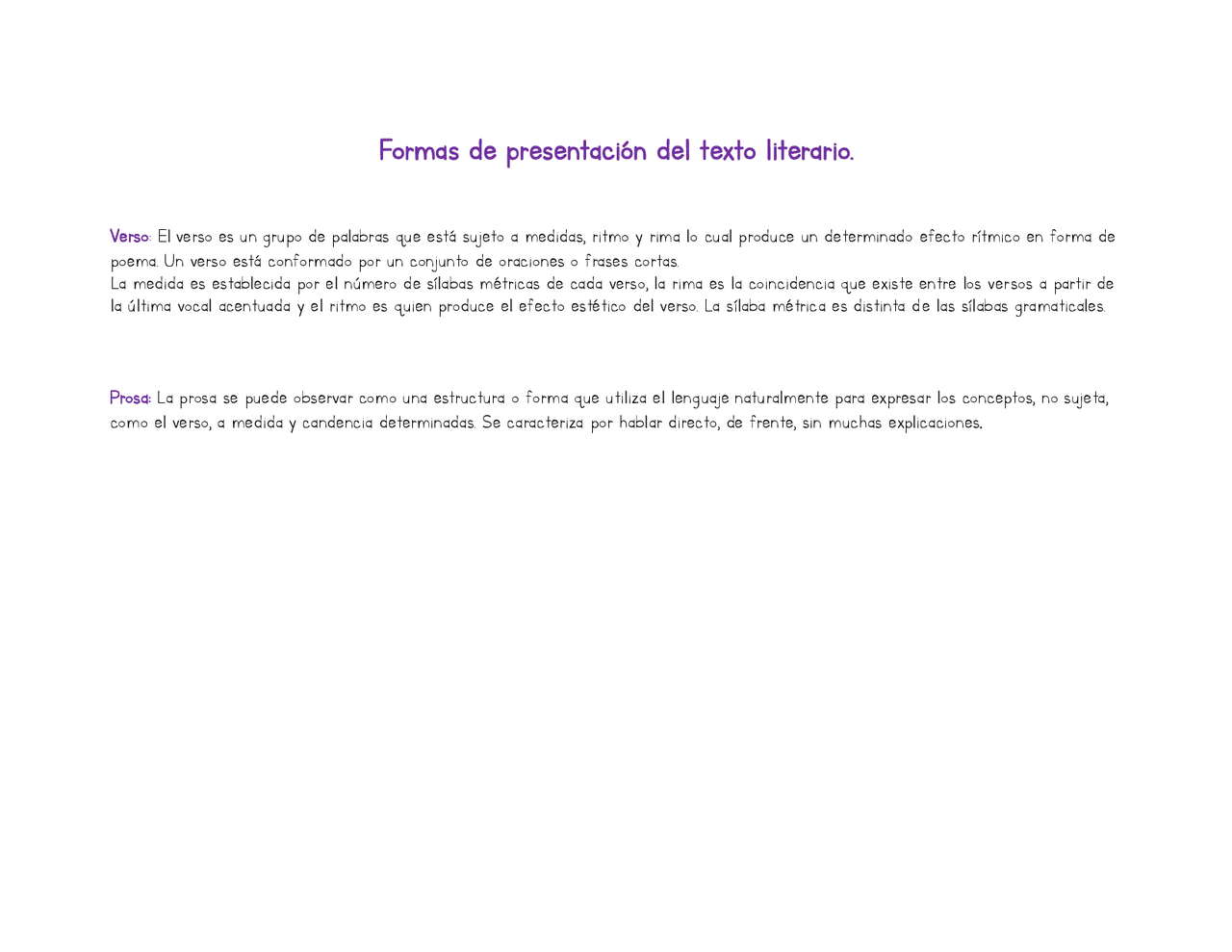 tipos de generos literarios | Schémas de Espagnol | Docsity