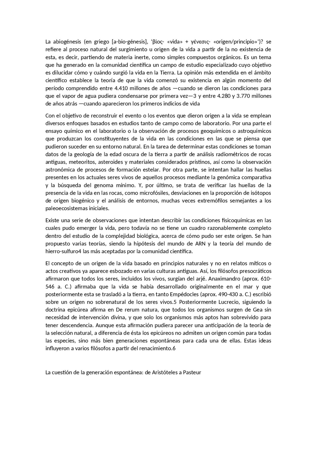 El Origen De La Vida Docsity