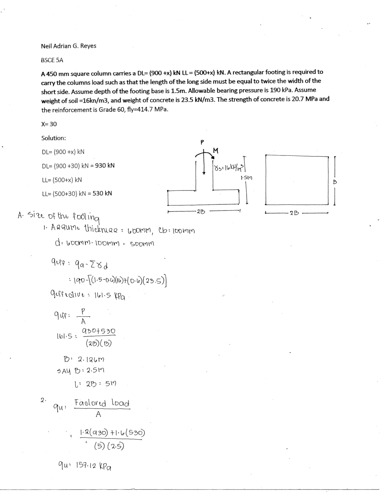 Foundation Design- Rectangular footing - Docsity