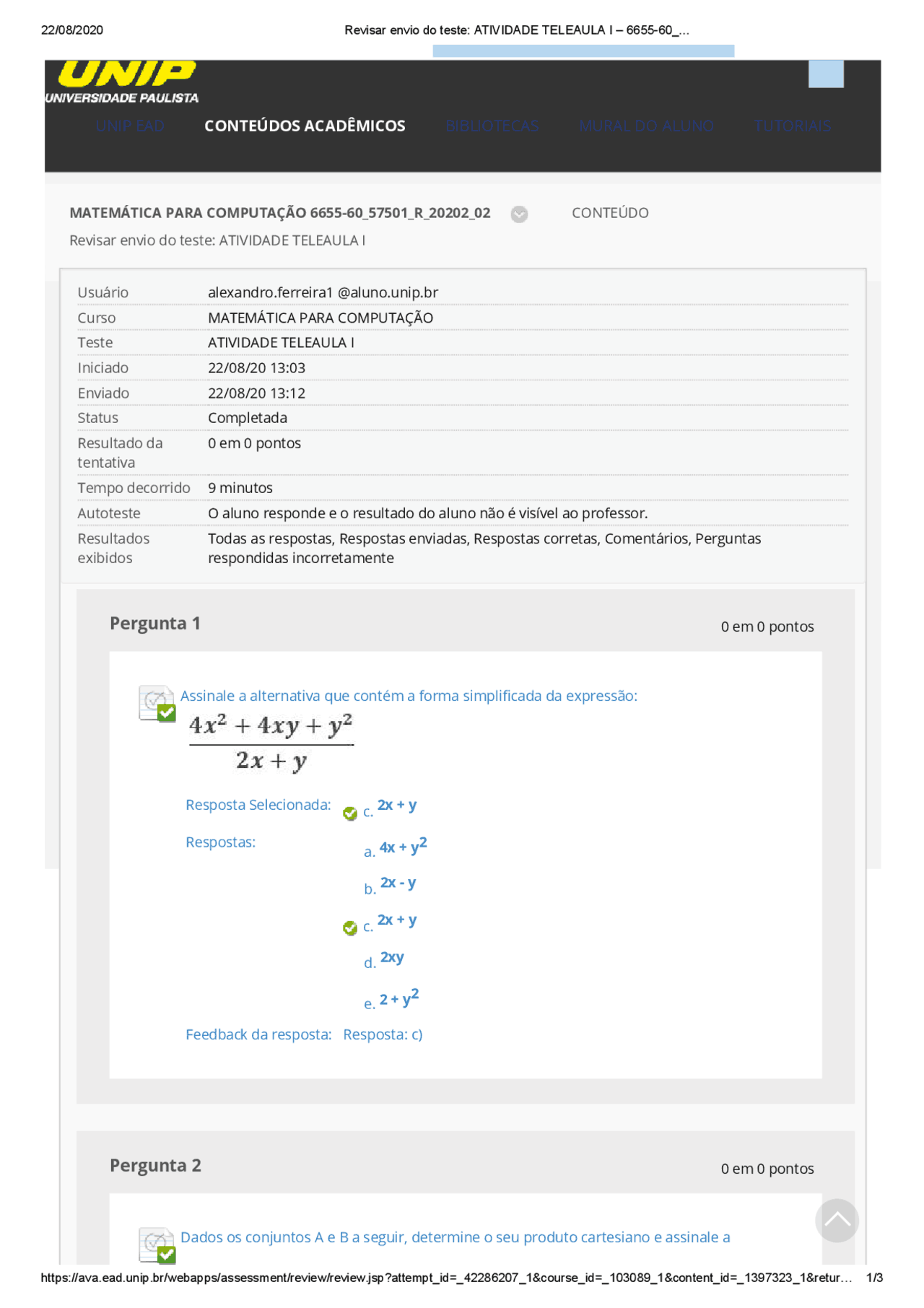Matemática Para Informática Atv I Docsity