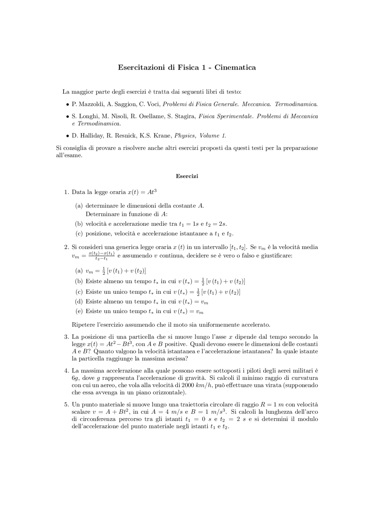 Cinematica Soluzioni Docsity