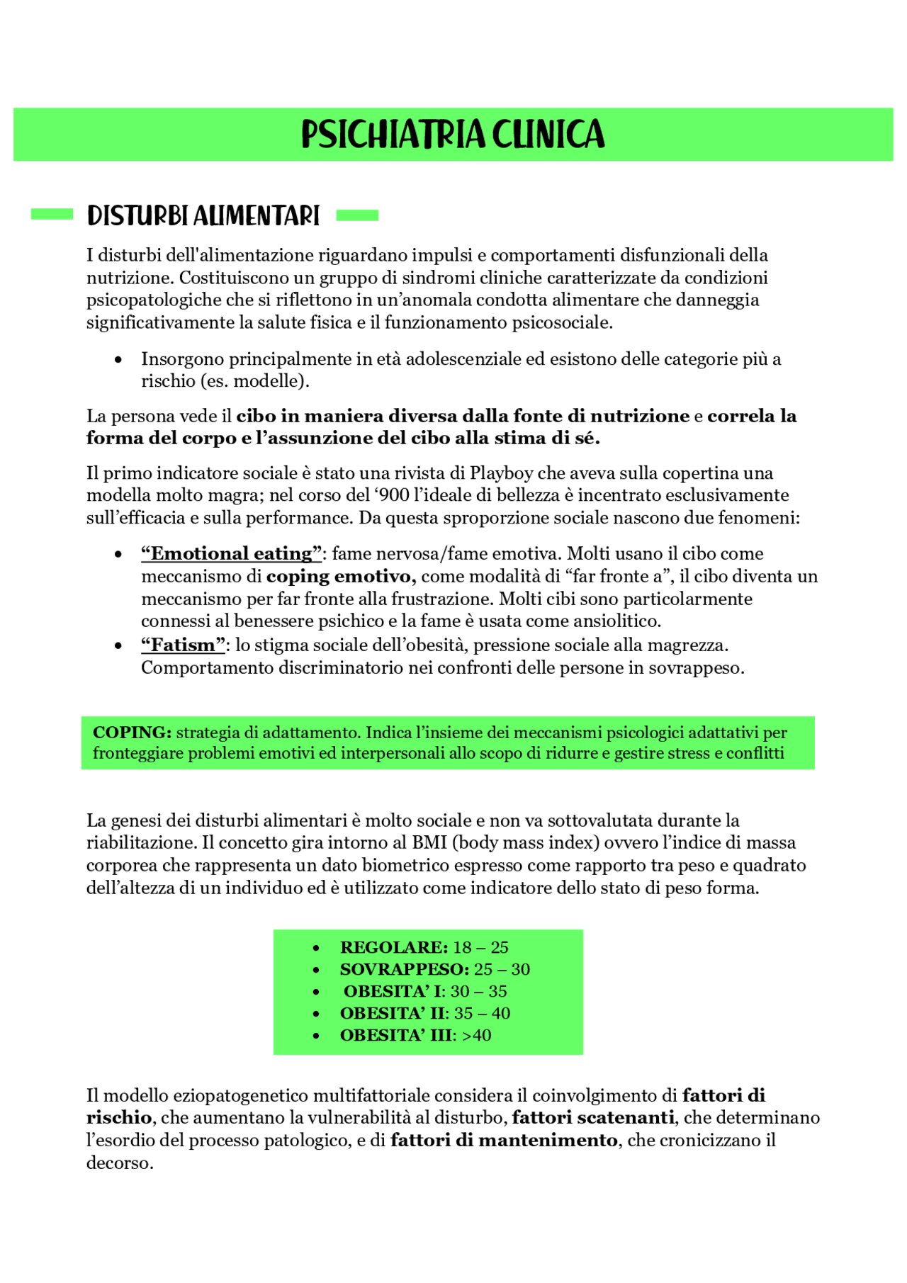 Esame Di Psichiatria Clinica Docsity