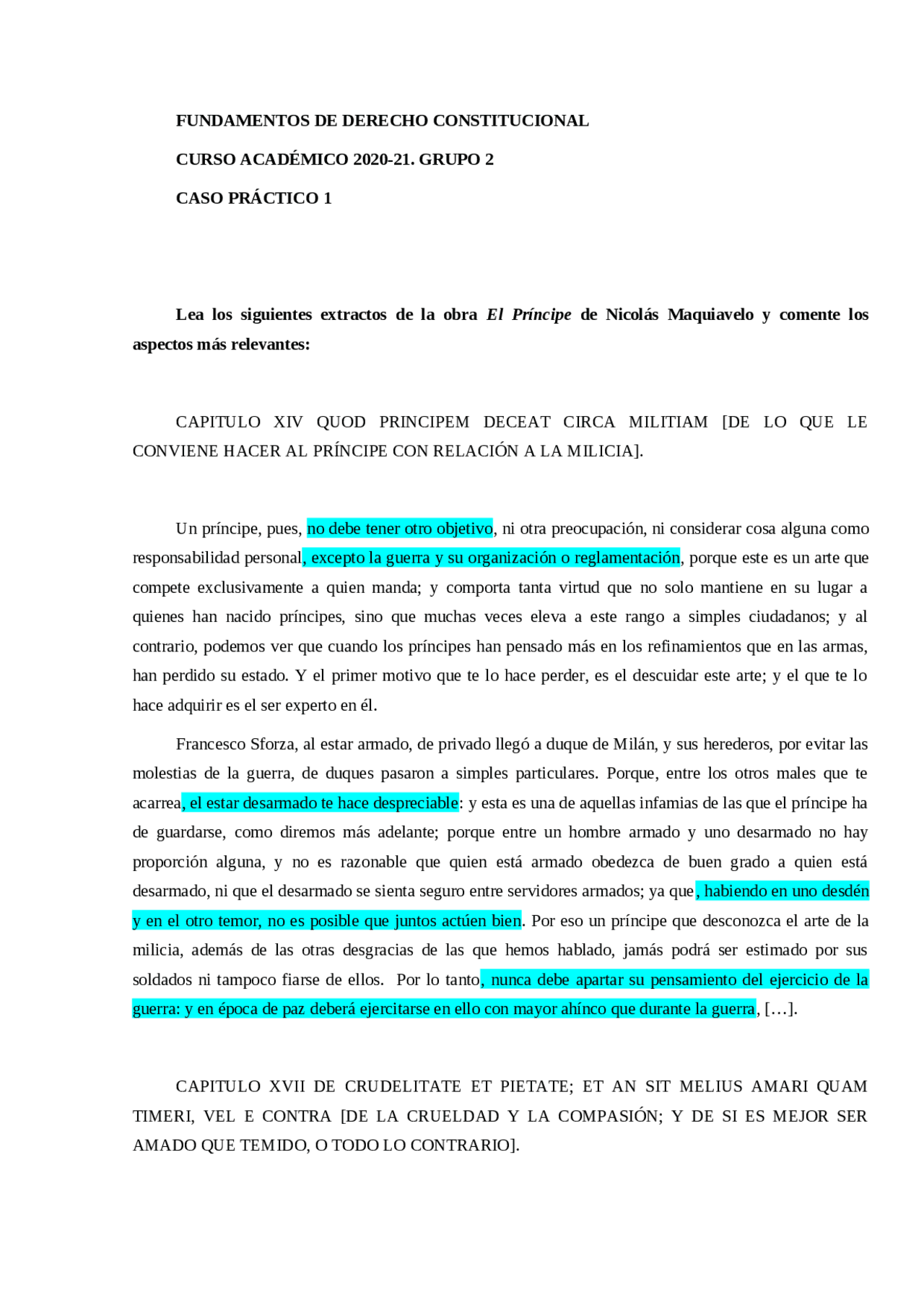 Practicas De Constitucional Ejercicios De Derecho Constitucional