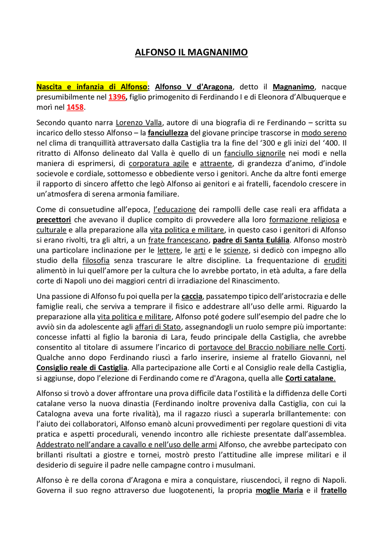 Alfonso il Magnanimo - Docsity