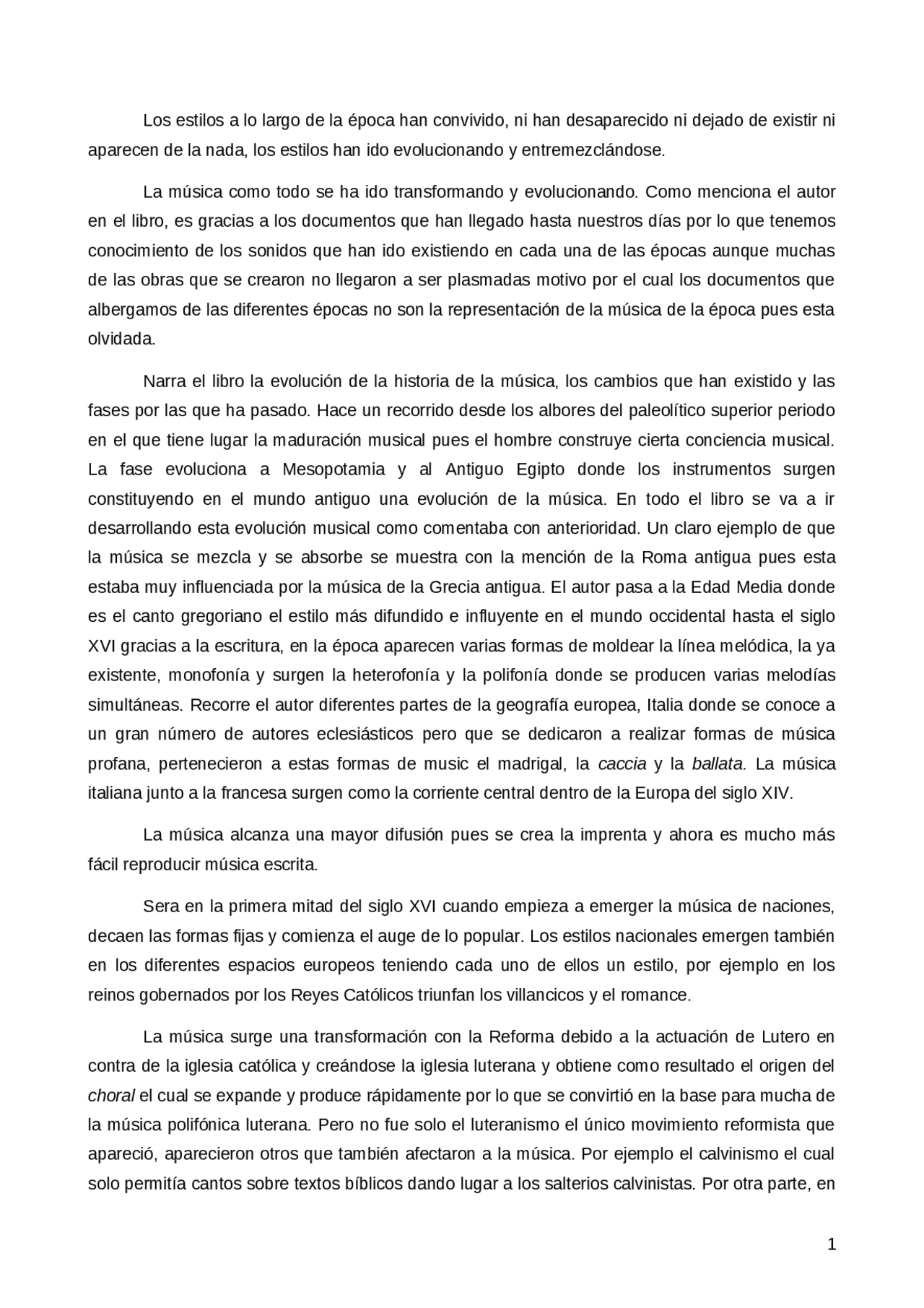 Recension historia de la musica - Docsity