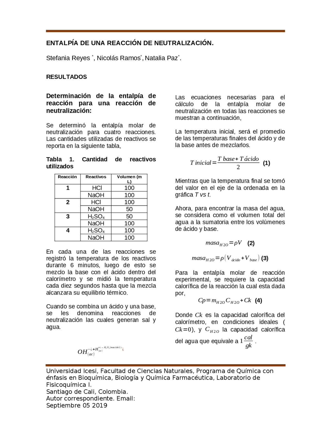 Entalpia De Neutralización Docsity