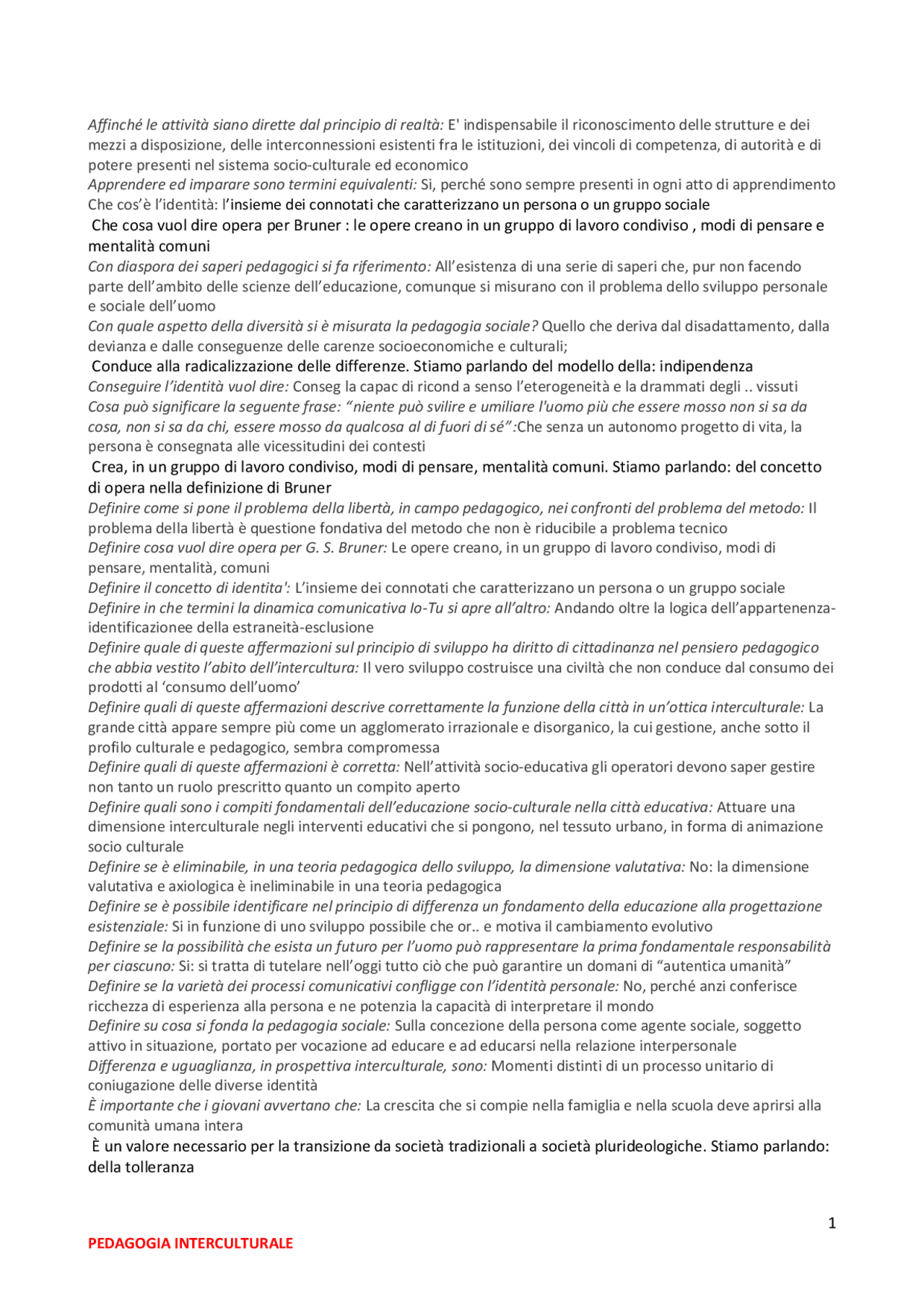 Pedagogia Interculturale Docsity