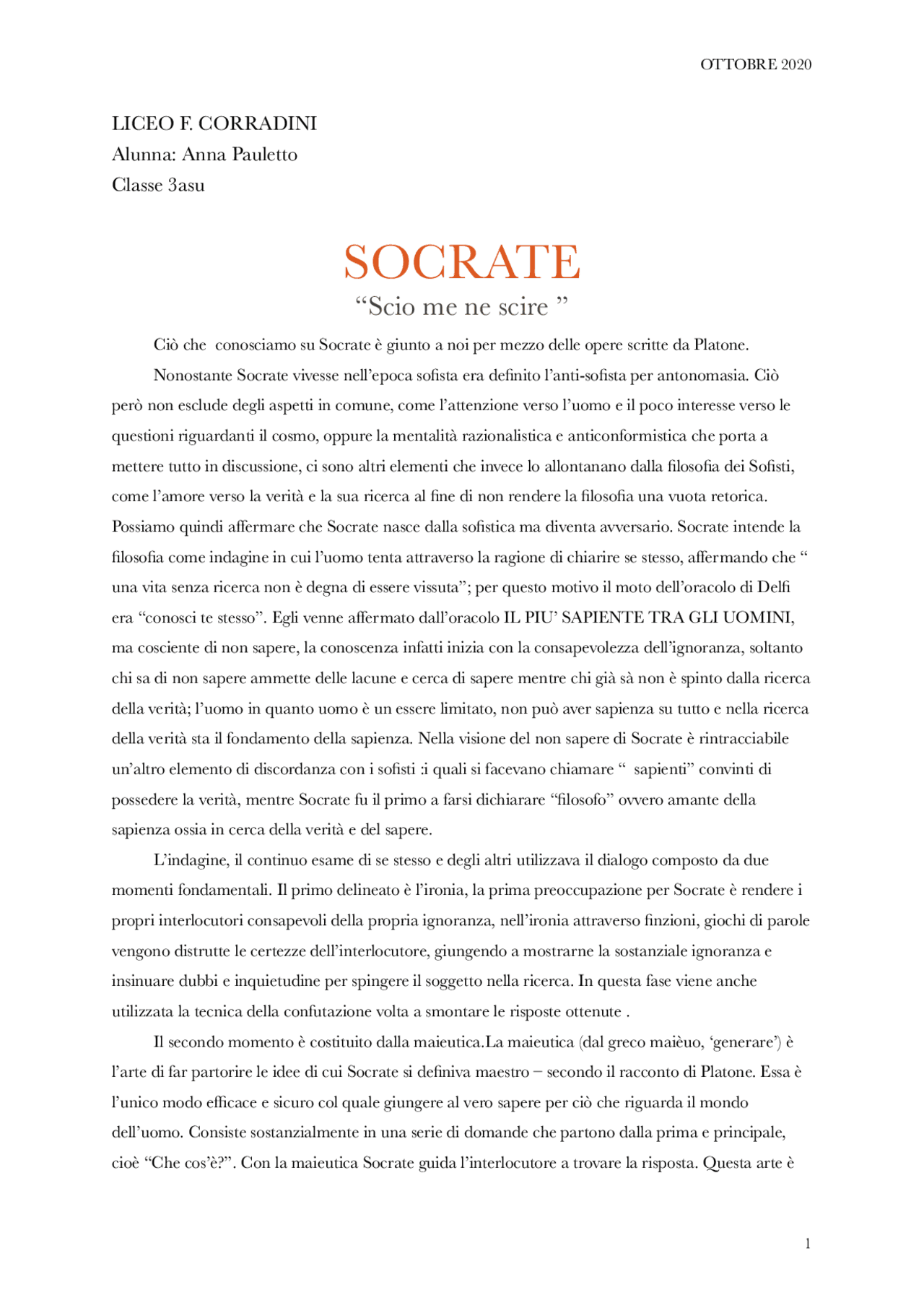 Socrate Riassunto Completo Docsity