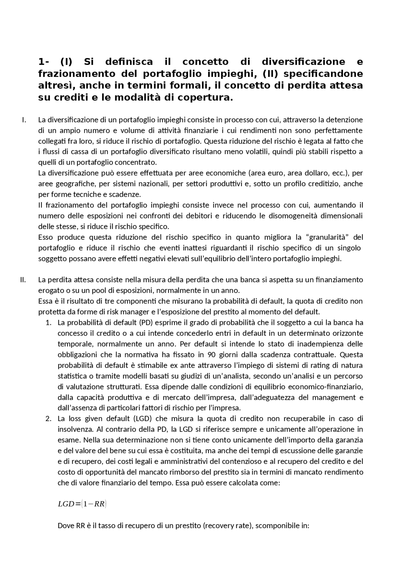 Domande Esame Banca Credito E Assicurazioni Mod A Docsity