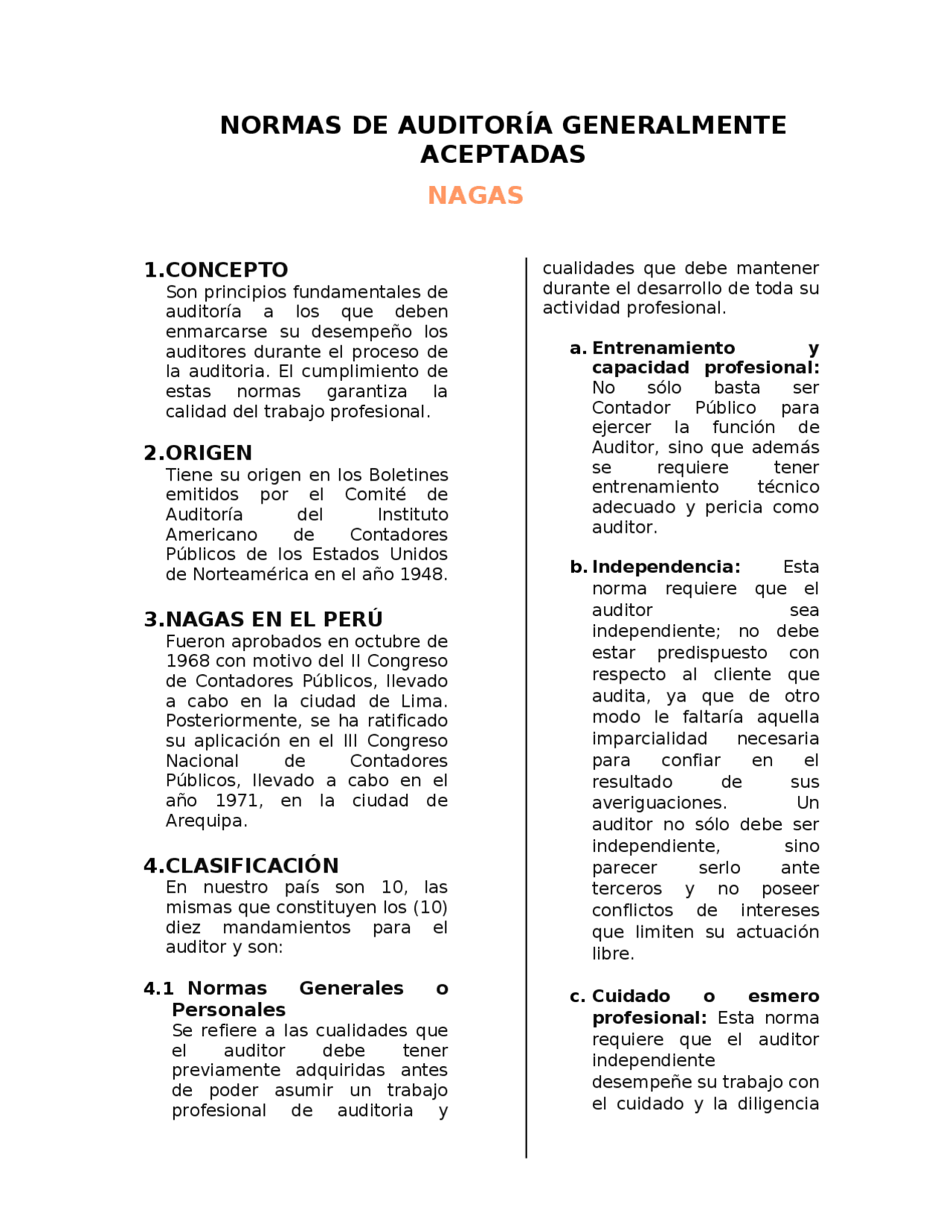 Nagas Tecnicas De Auditoria Y Normas Gubernamentales Docsity