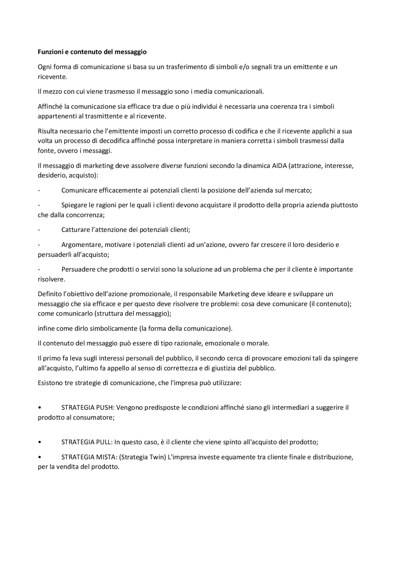Funzioni E Contenuto Del Messaggio Docsity