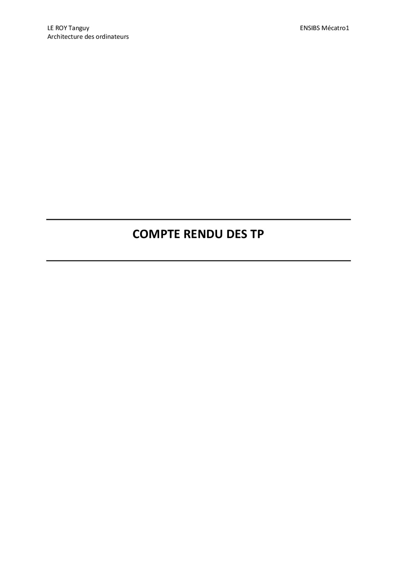 Compte rendu de TP sur les ordinateurs - Docsity