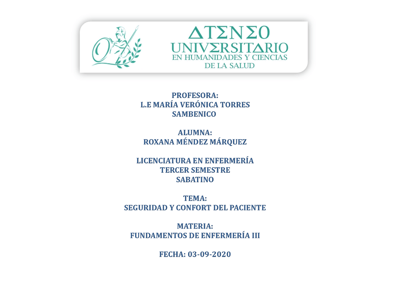 Seguridad y Confort del paciente - Docsity