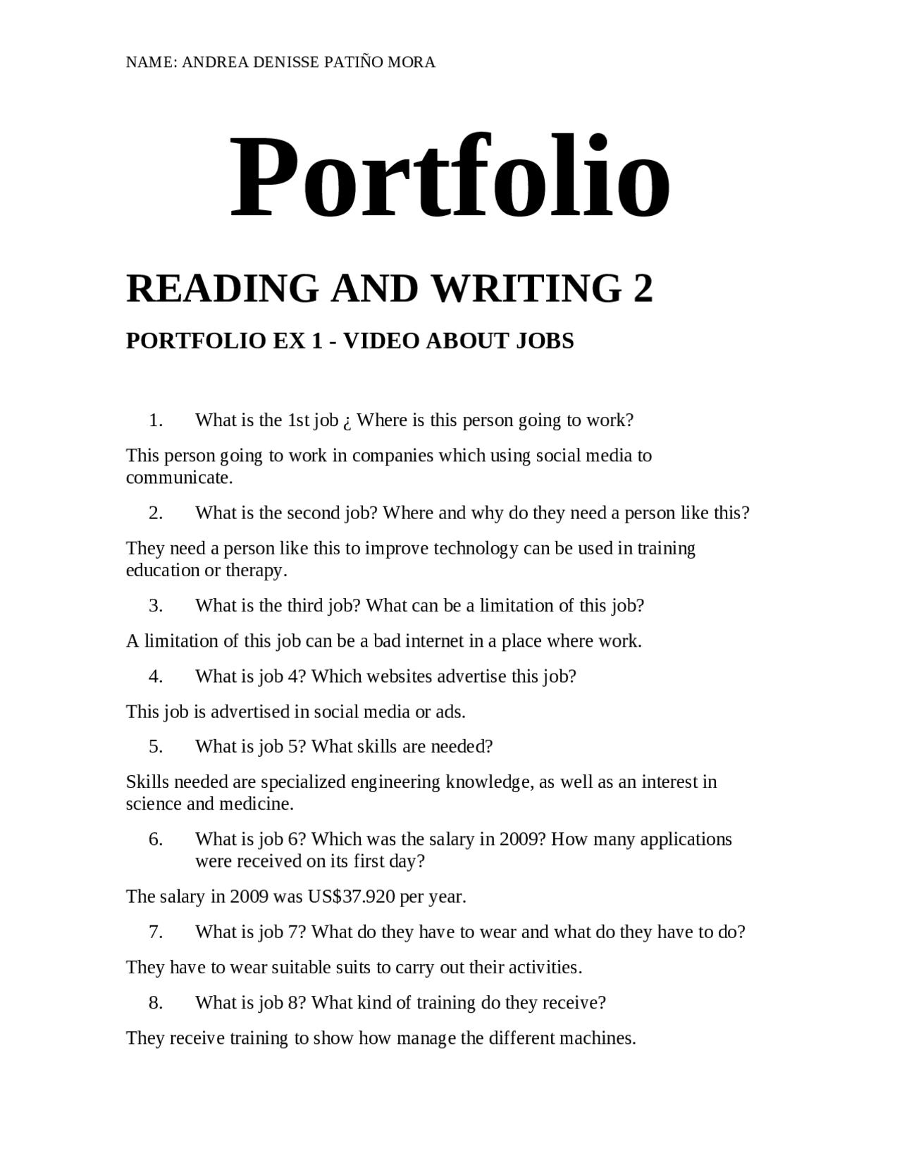 Portfolio ingles segundo - Docsity