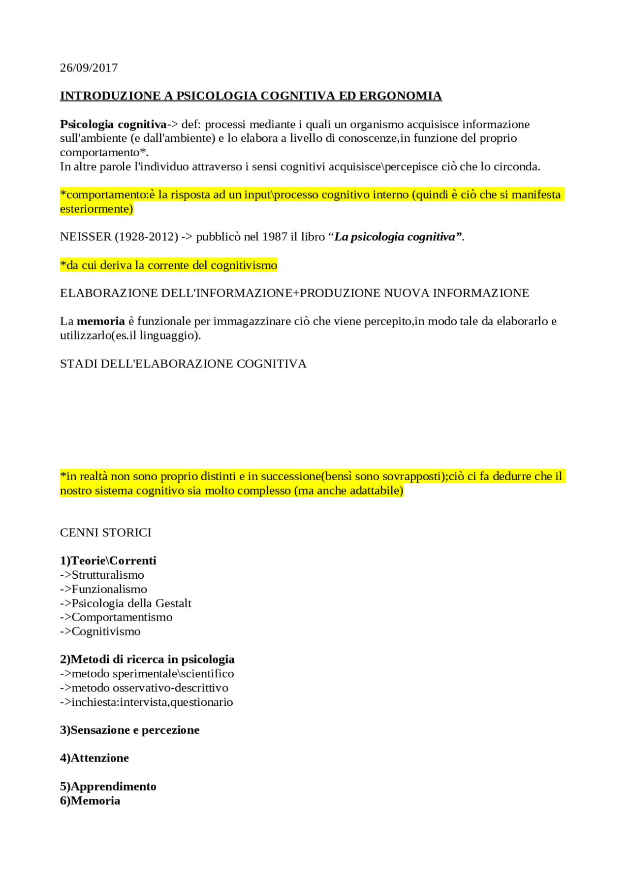Psicologia Cognitiva 3 Docsity