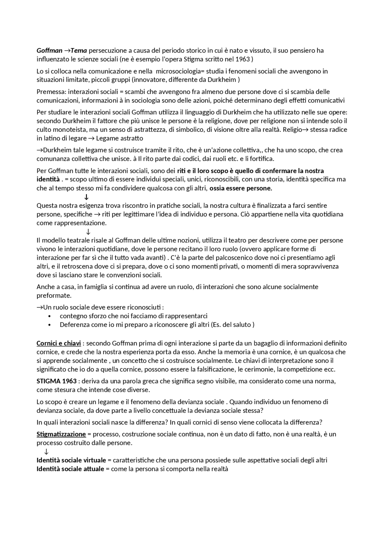 Stigma Di E Goffman Docsity