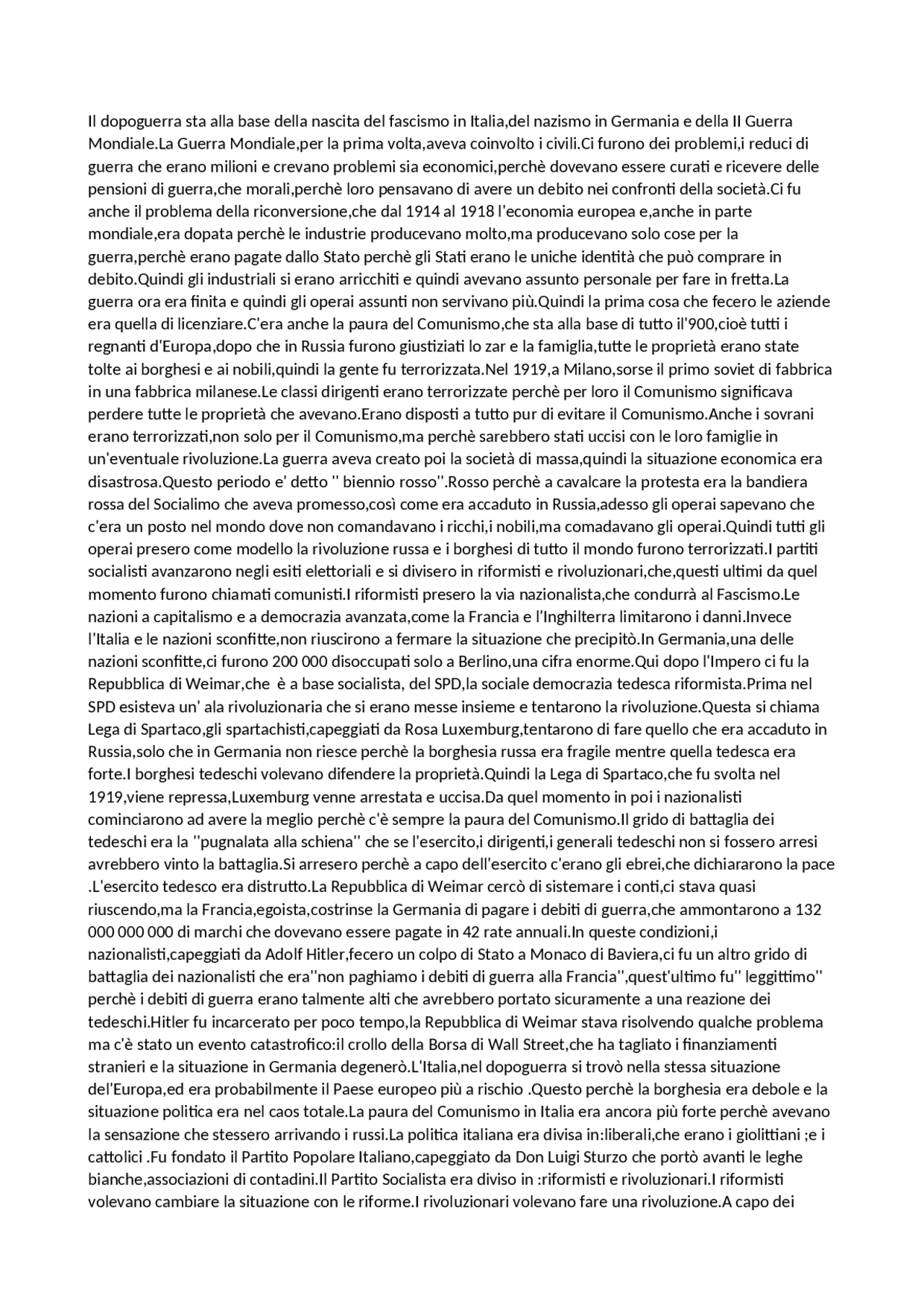 Appunti Di Storia Il Dopoguerra Appunti Di Storia Docsity