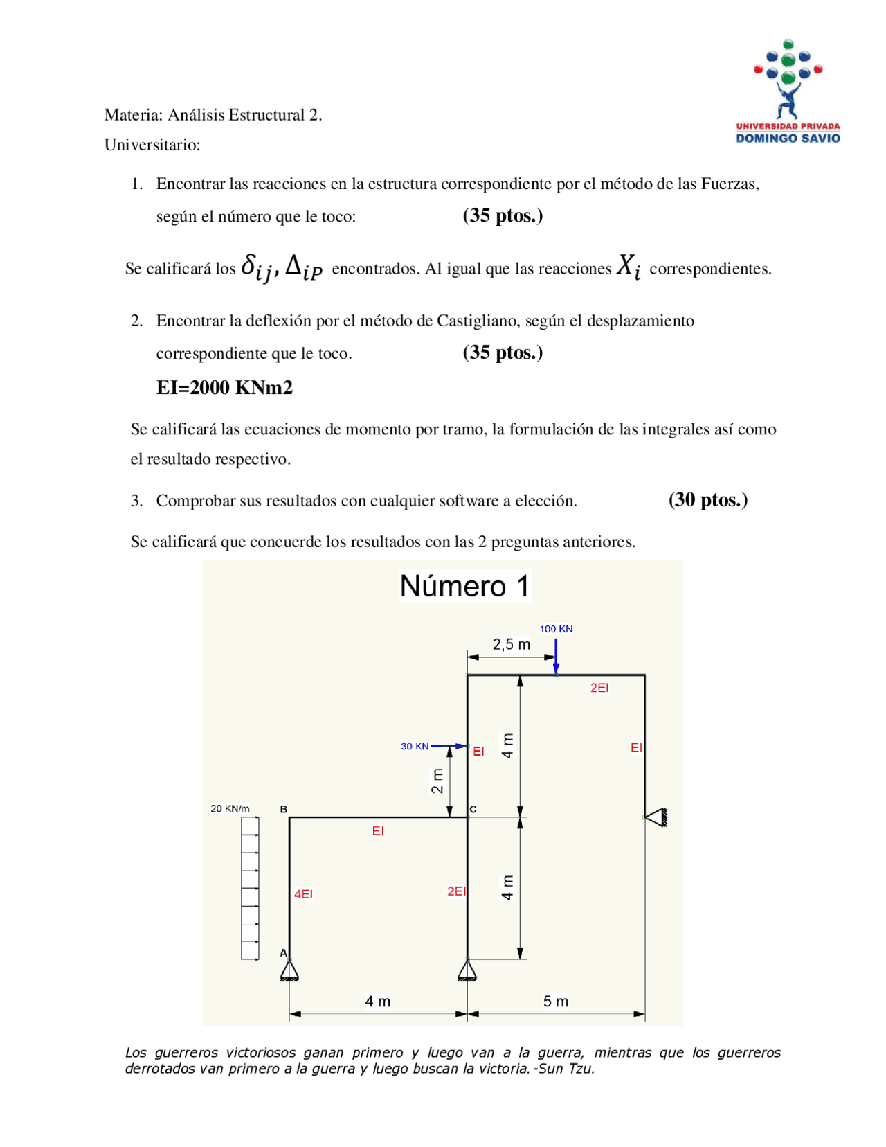 Examen De Análisis Estructural 2 Docsity