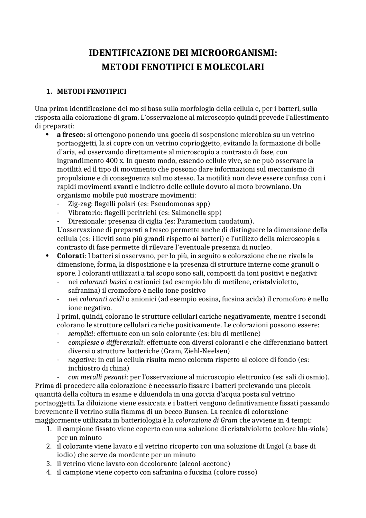 Esame Di Stato Biologo Identificazione Dei Microrganismi Docsity