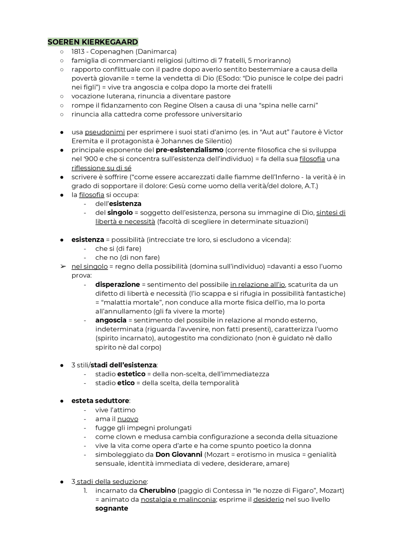 Soeren Kierkegaard Appunti 5 Liceo Docsity