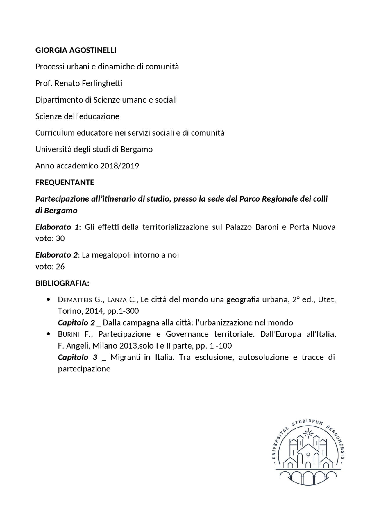 Appunti Di Processi Urbani E Dinamiche Di Comunità Docsity