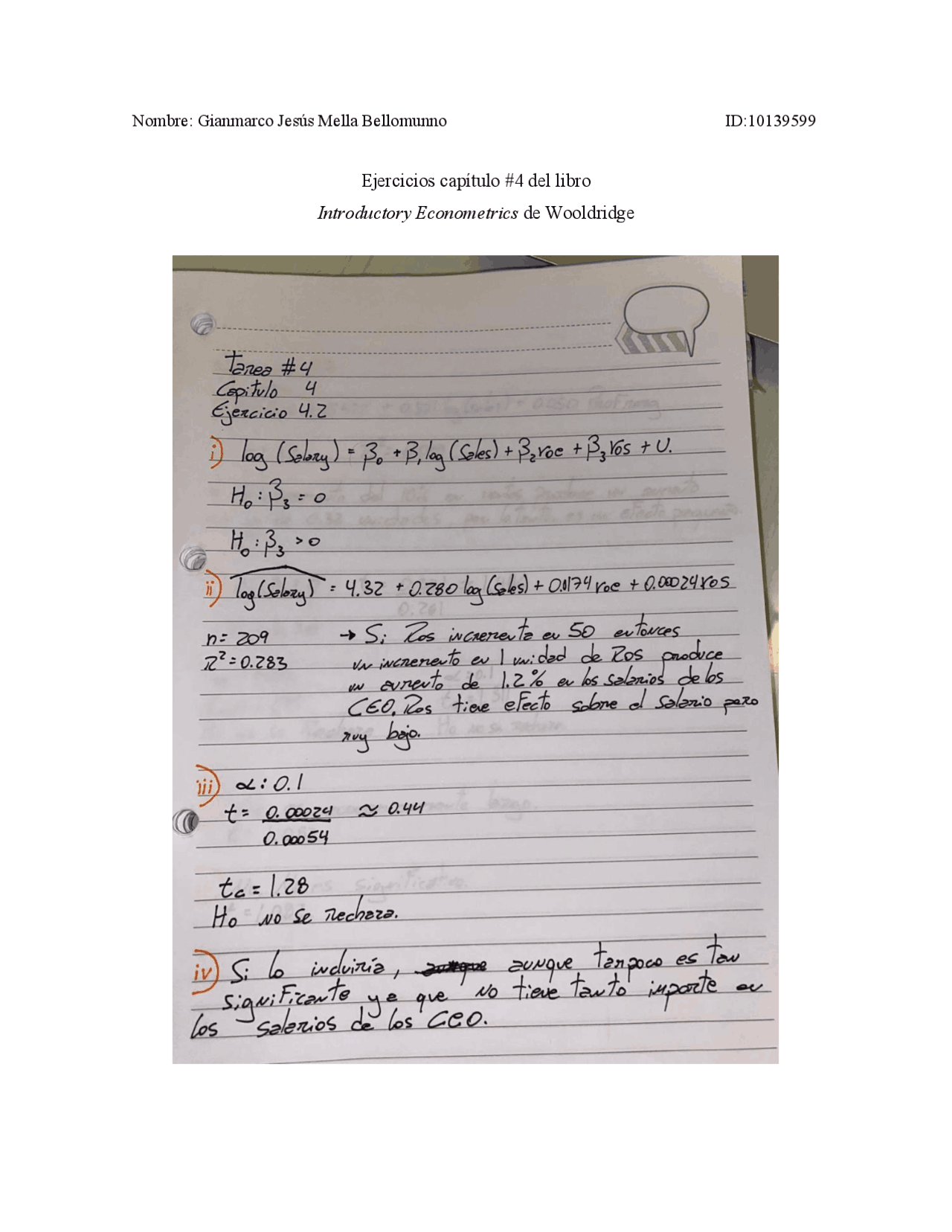 Ejercicios Resueltos Econometria 1 Ejercicios De Econometría Docsity