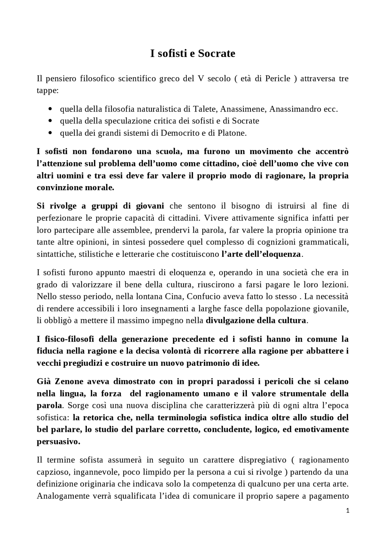 I Sofisti e Socrate - Docsity