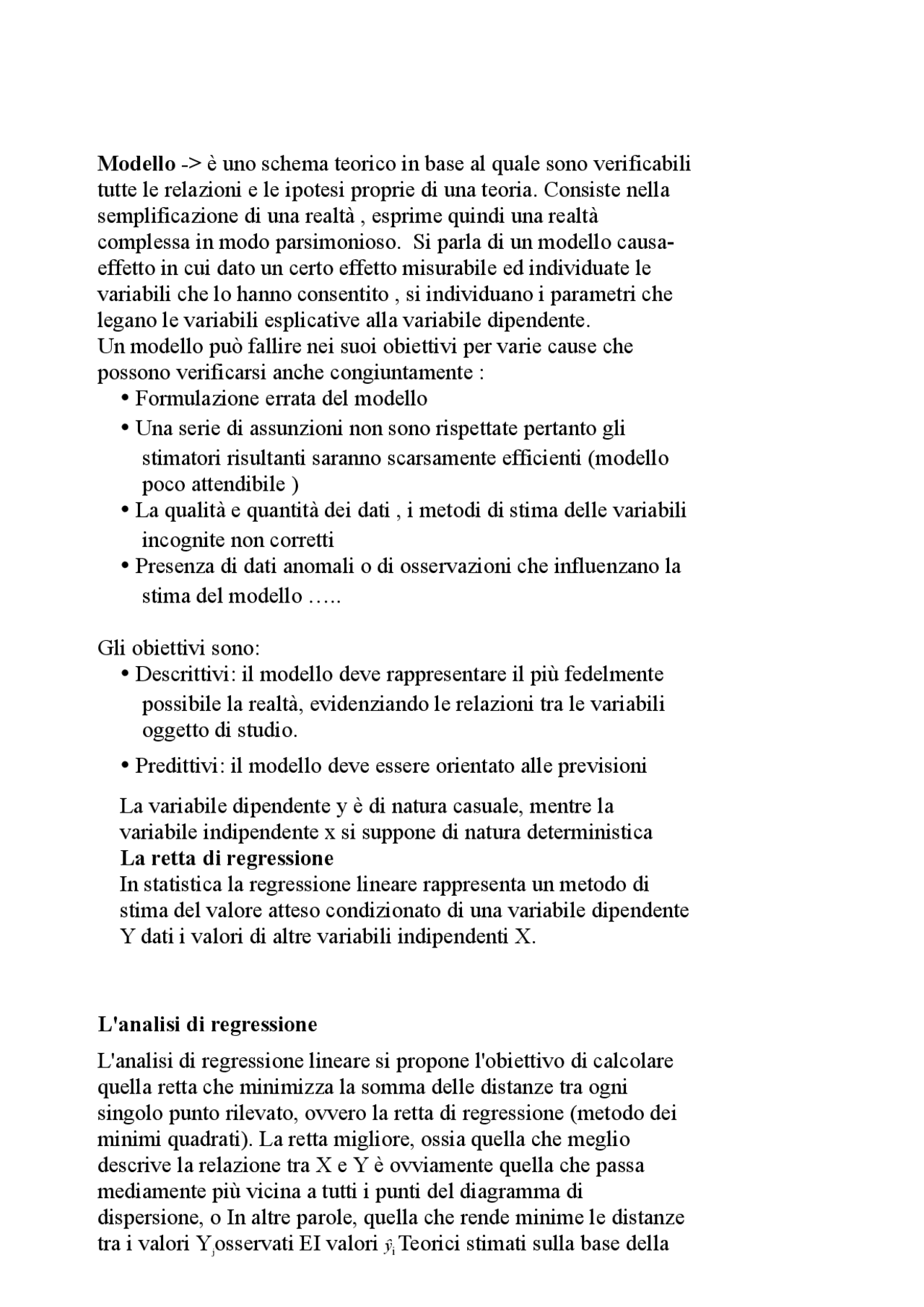 Modello Di Regressione Docsity