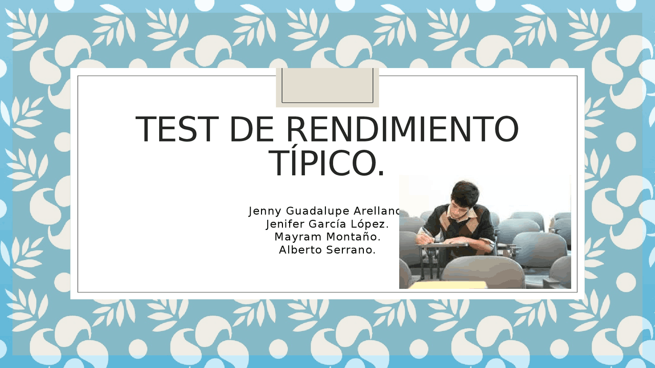 Test de rendimiento típico - Docsity