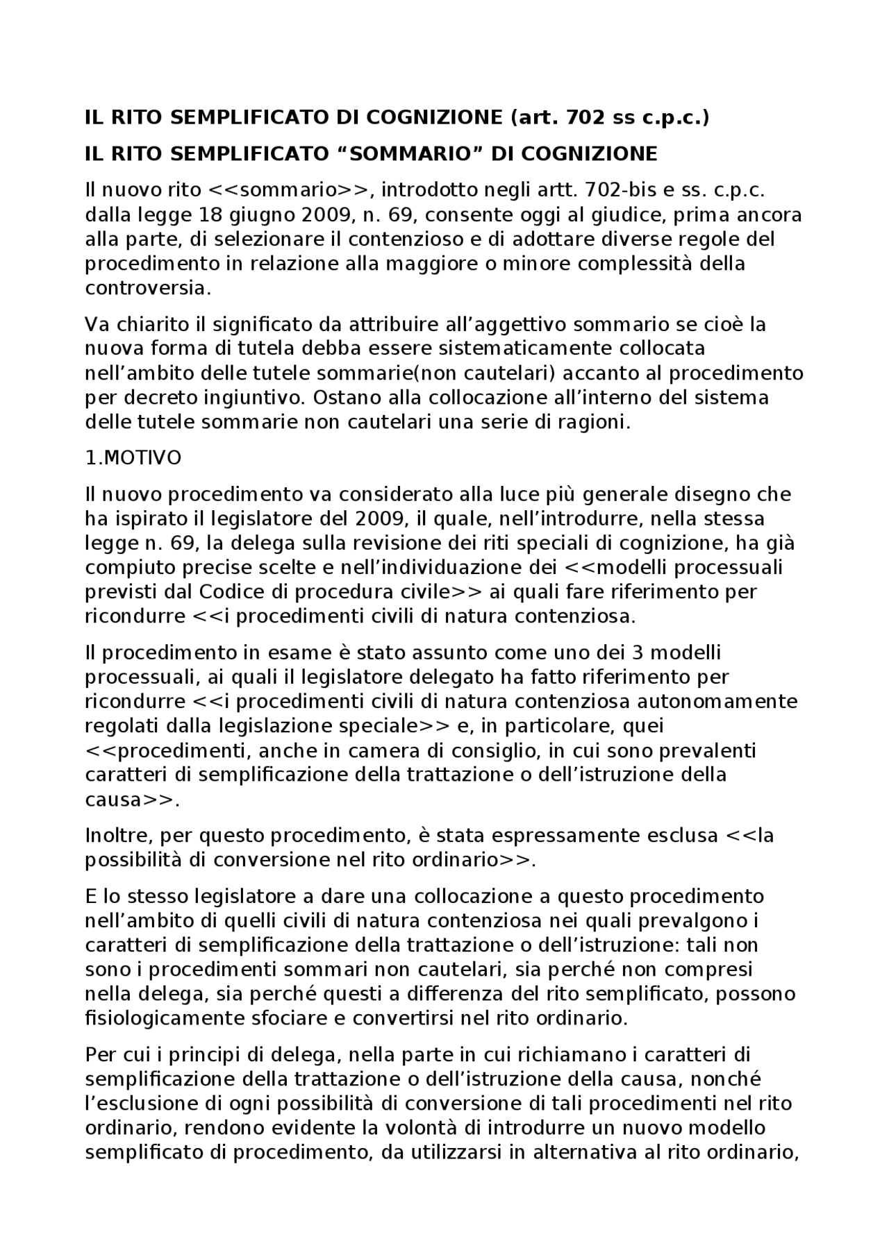 Rito Semplificato Di Cognizione Cap 28 Corso Base Di Diritto