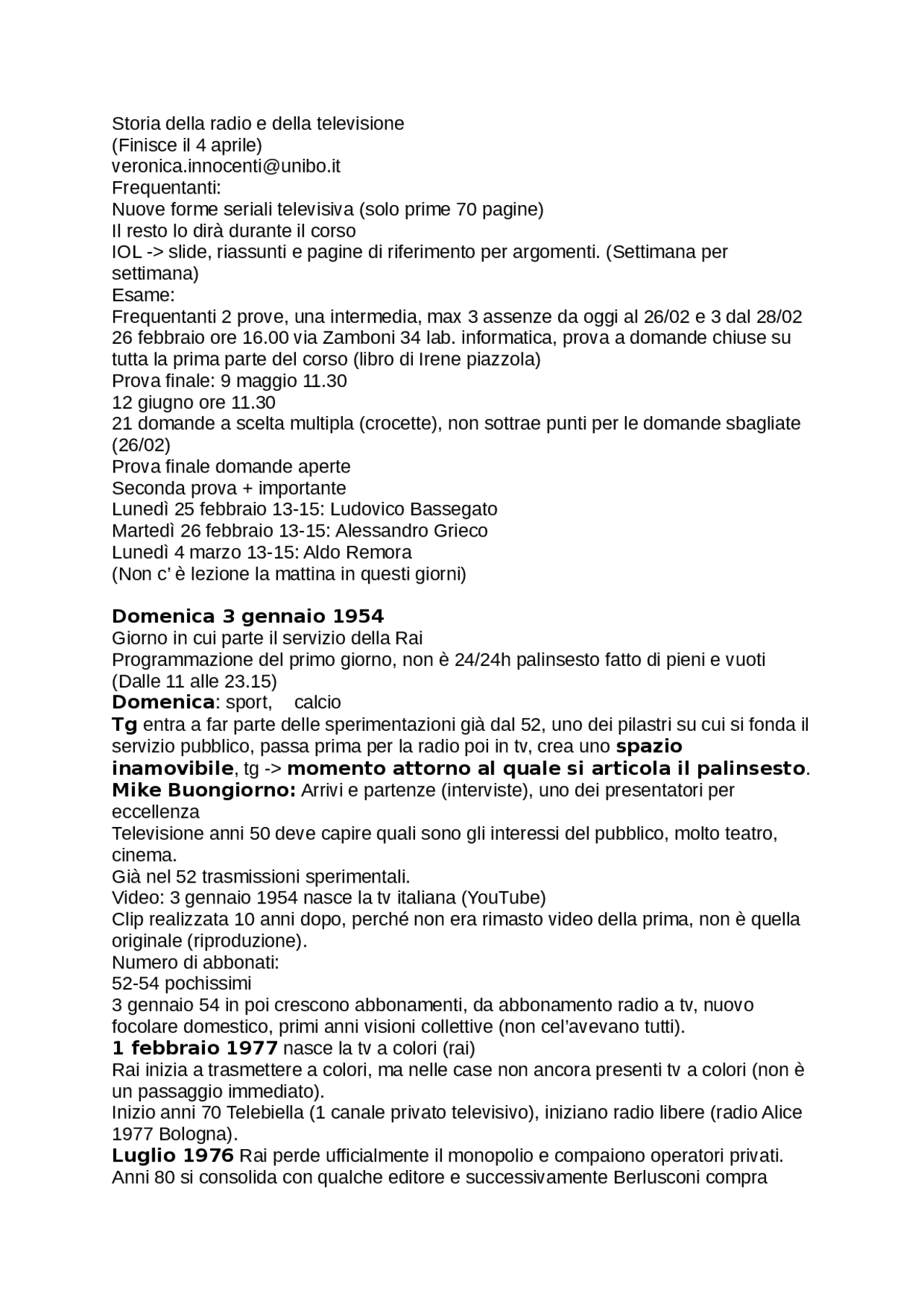 Appunti Storia Della Radio E Della Tv Dams Docsity