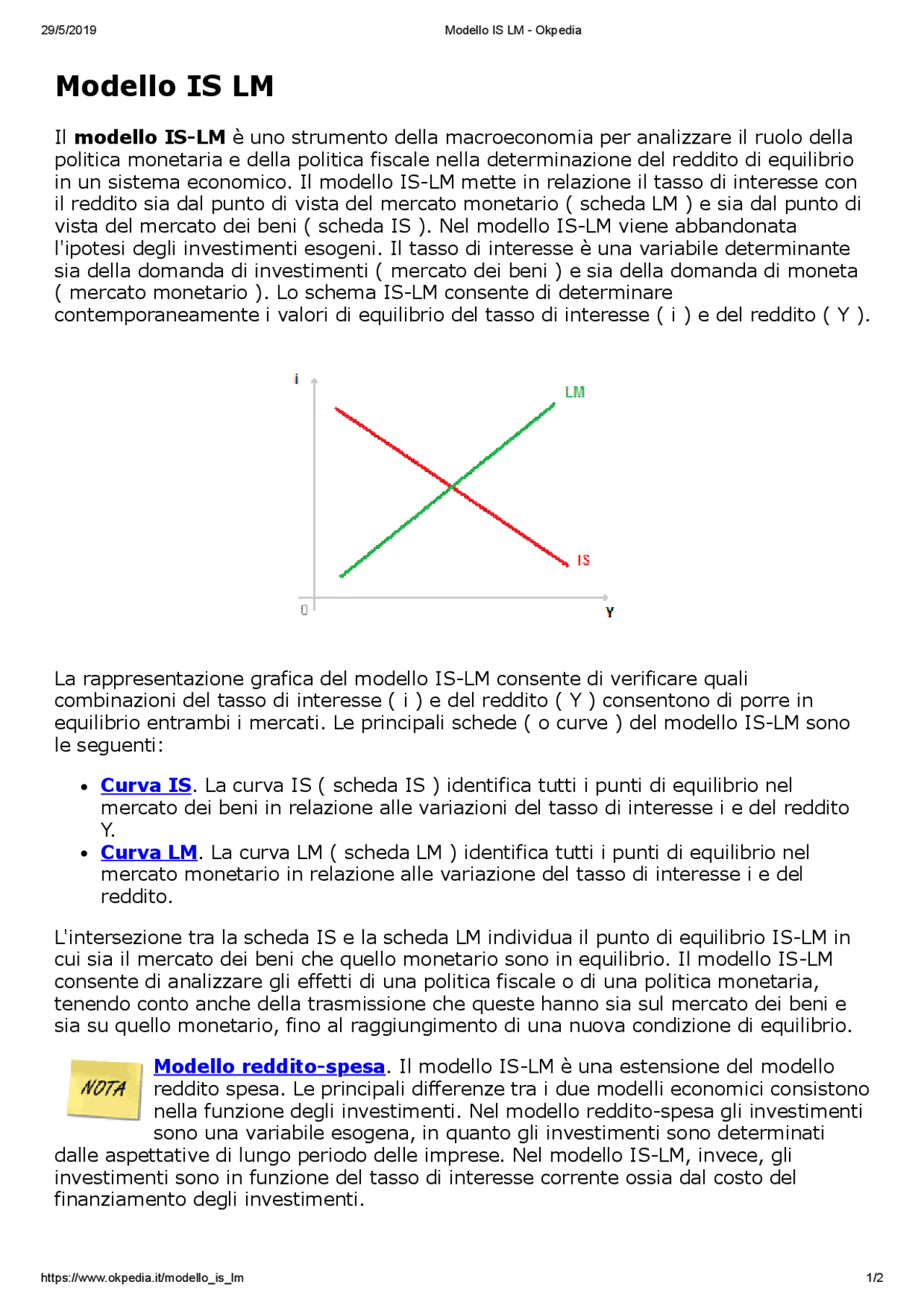 Modello Di Sintesi Is Lm Docsity