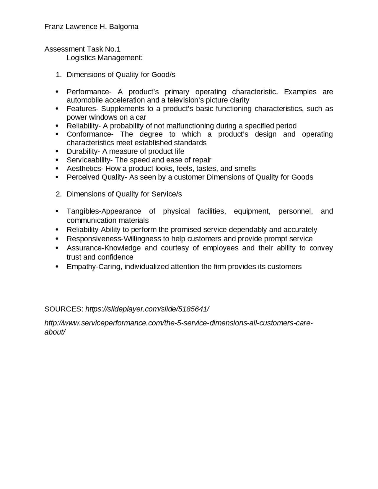 LOGISTICS MANAGEMENT | Assignments Logística | Docsity