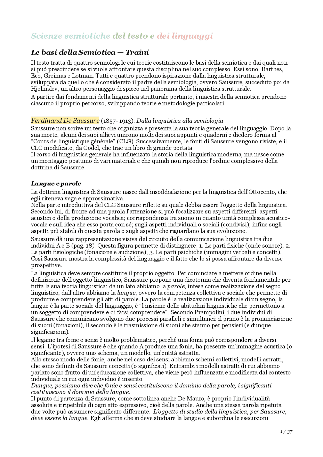 Le Basi Della Semiotica Docsity