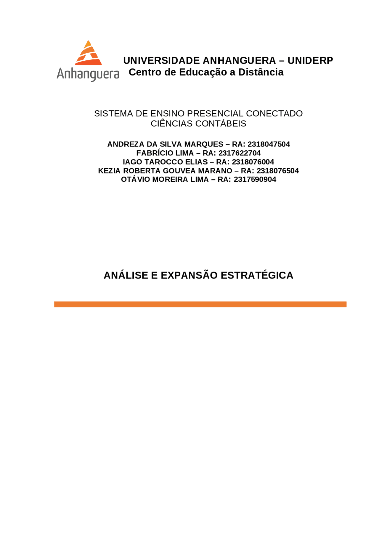 Trabalho 5 Semestre Cursos Ciencias Contabeis Unoparanhaguera Docsity
