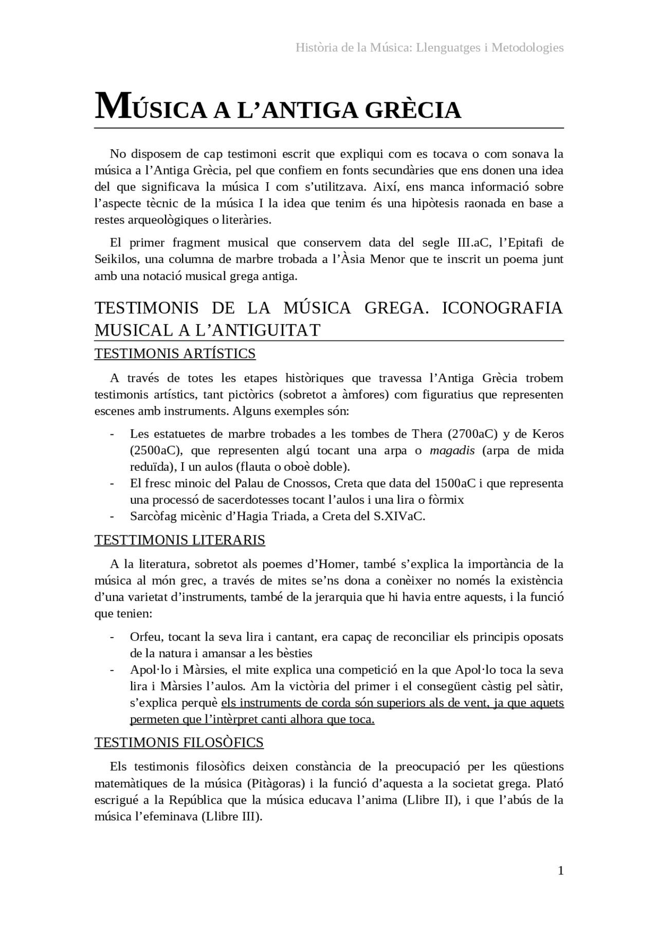 Música a l'Antiga Grècia - Docsity