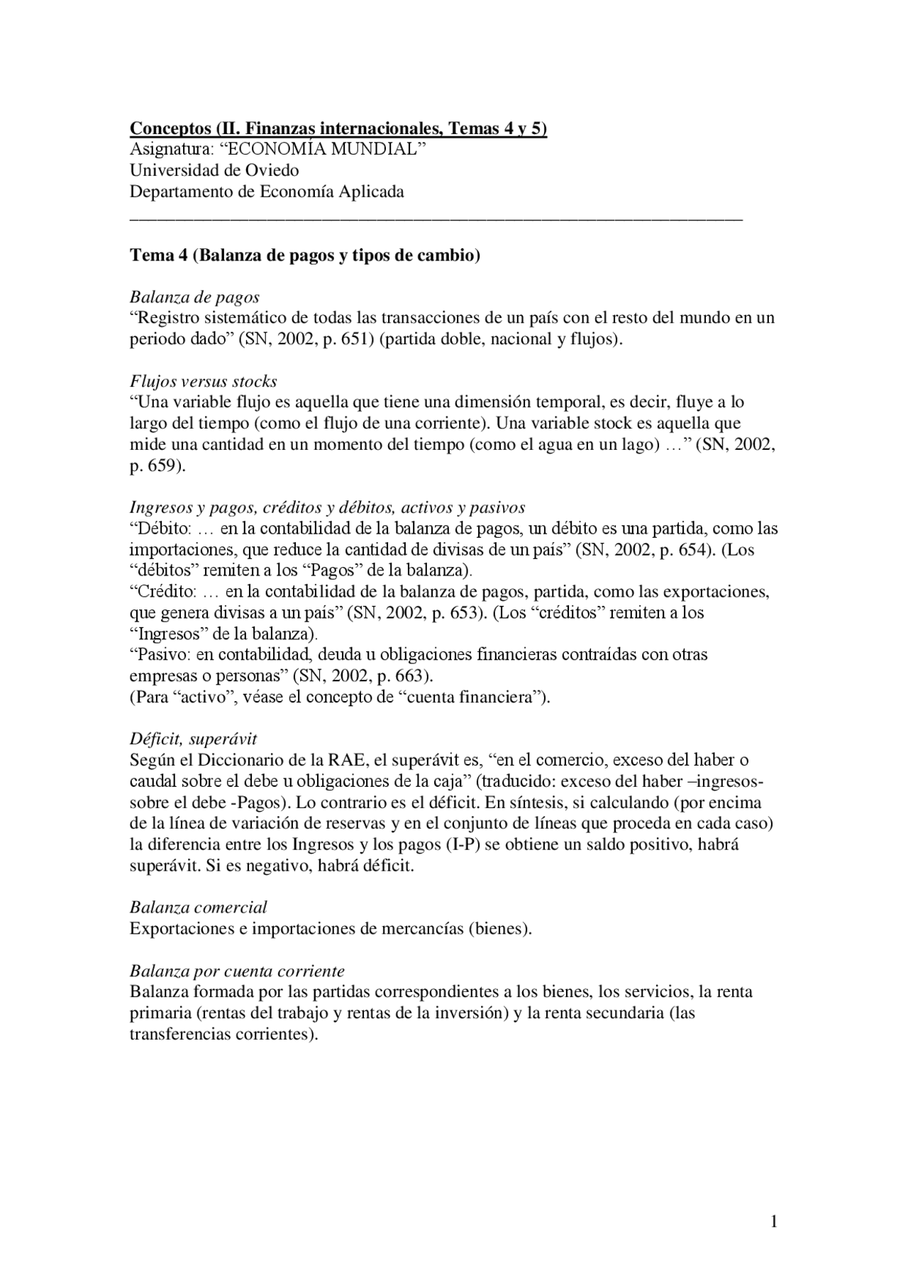 Conceptos de los temas 4 y 5 - Docsity