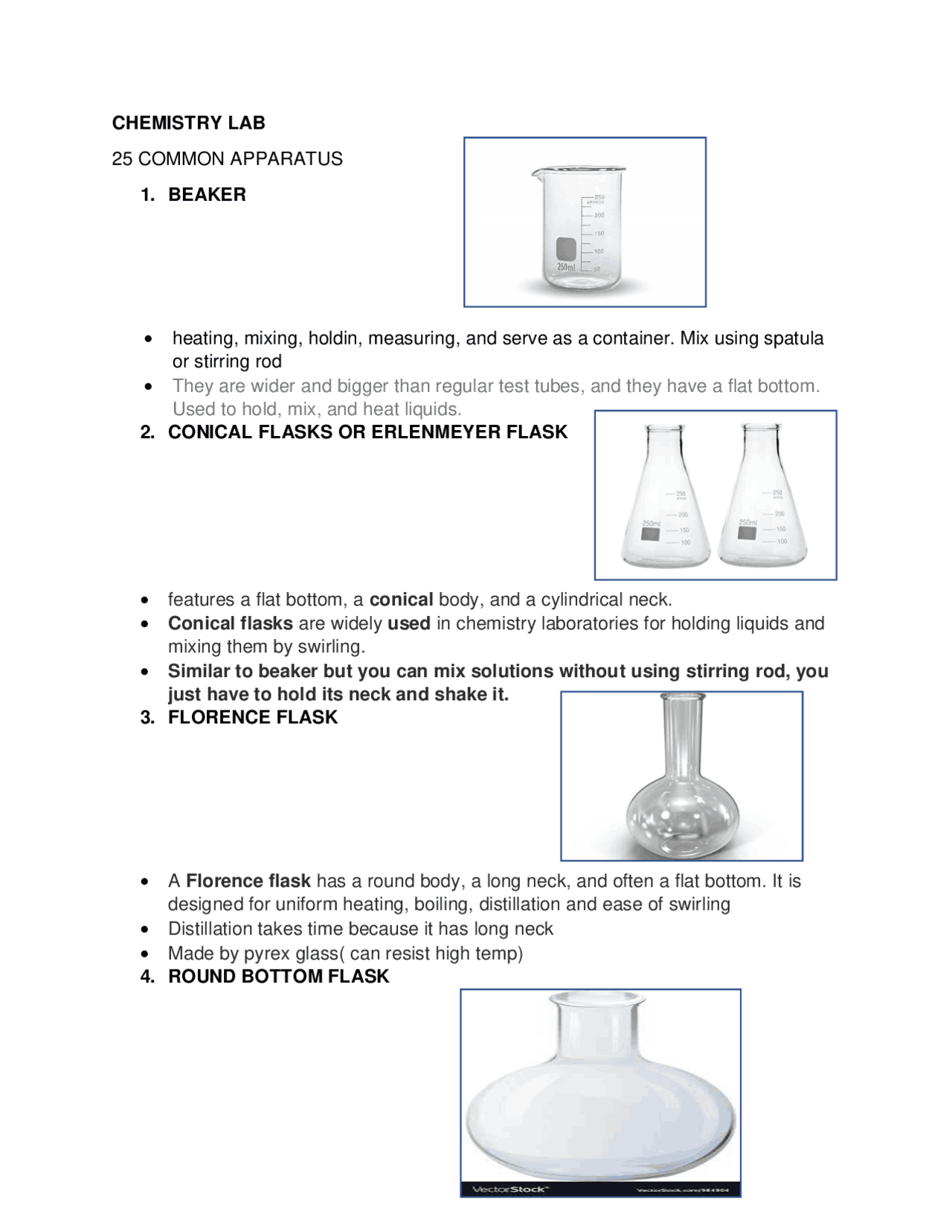 CHEMISTY LABORATORY APPARATUS - Docsity