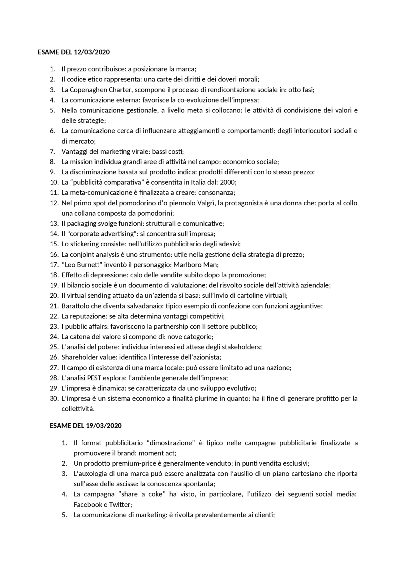Esame Strategie Di Comunicazione Dimpresa Pegaso Prove Desame Di