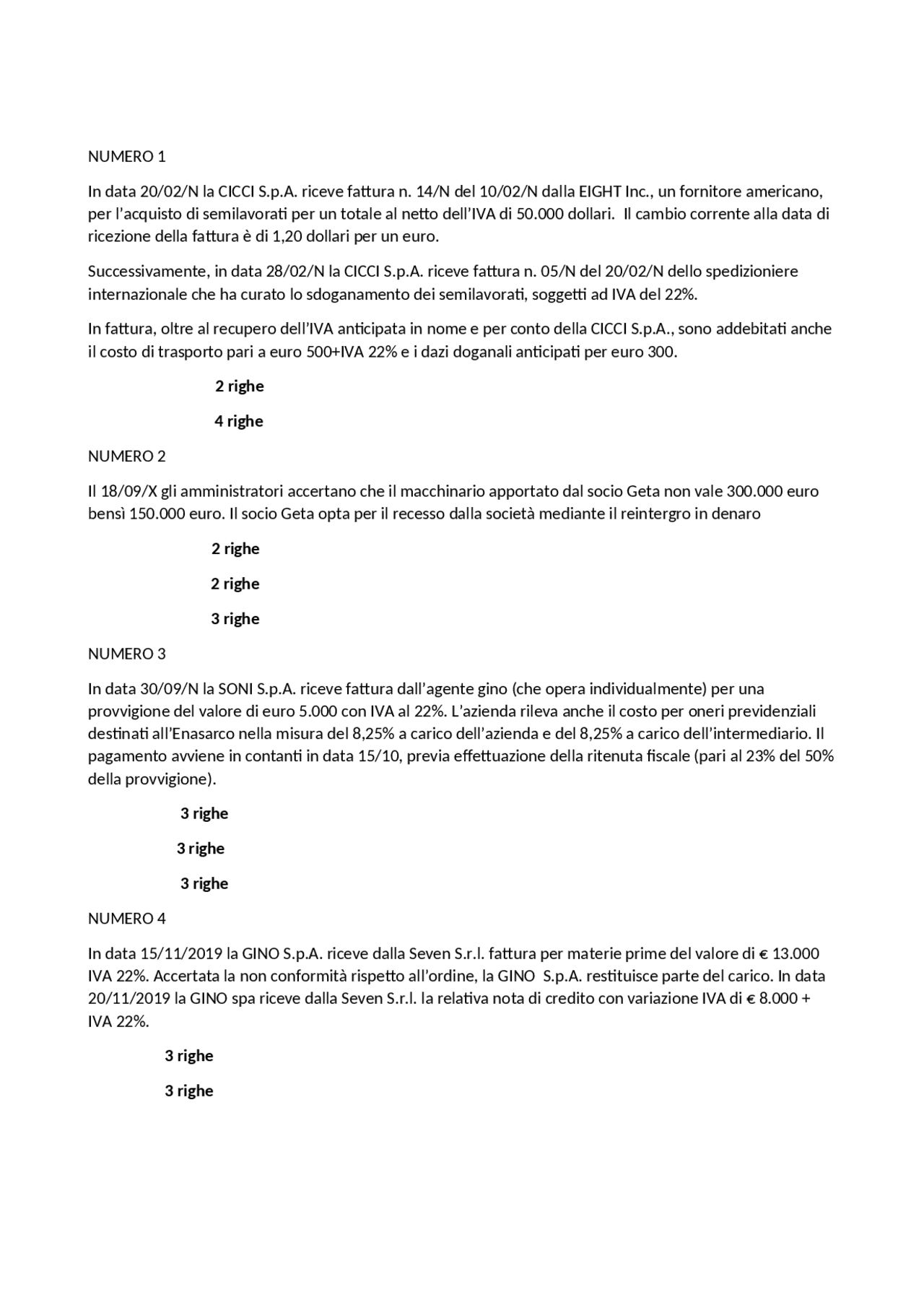 Esercitazione Ragioneria Docsity